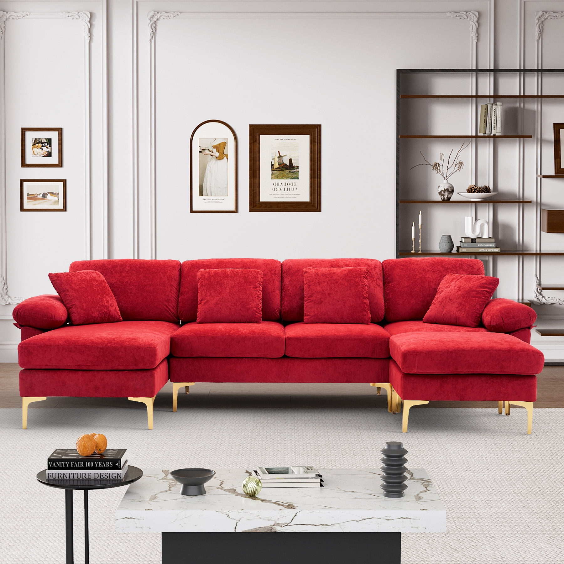 Ouyessir U-Shaped Sectional Sofa, 4 Seat Sofa Set for Living Room, 114 ...