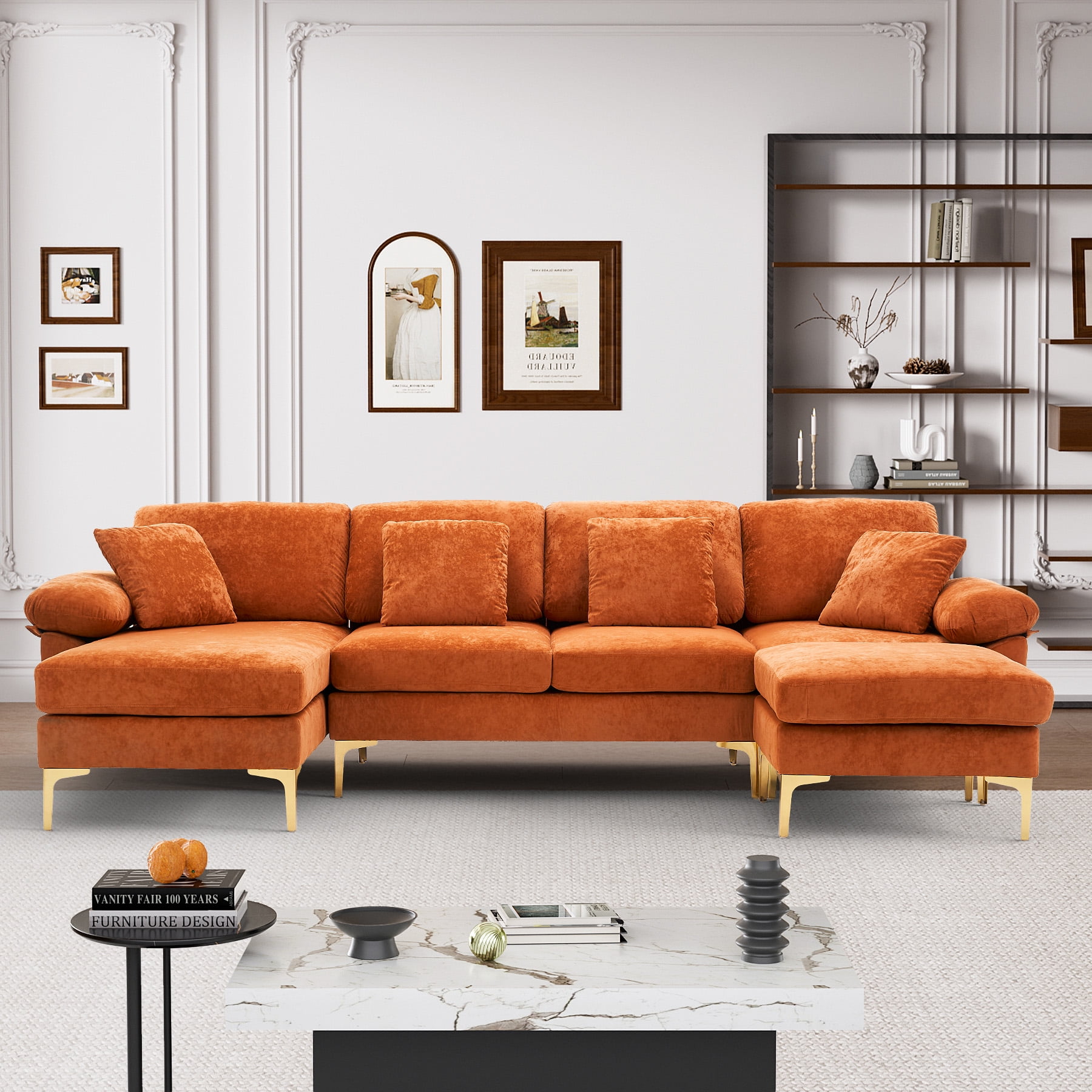 Ouyessir U-Shaped Sectional Sofa, 4 Seat Sofa Set for Living Room, 114 ...