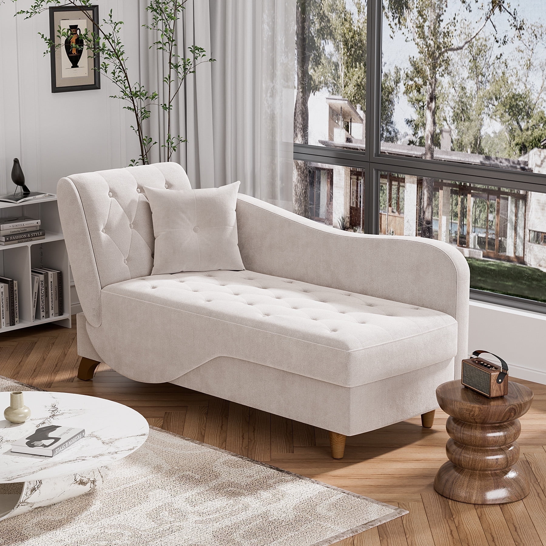 Wiilayok Chaise Lounge Indoor Furniture with Storage,Adjustable Recling ...
