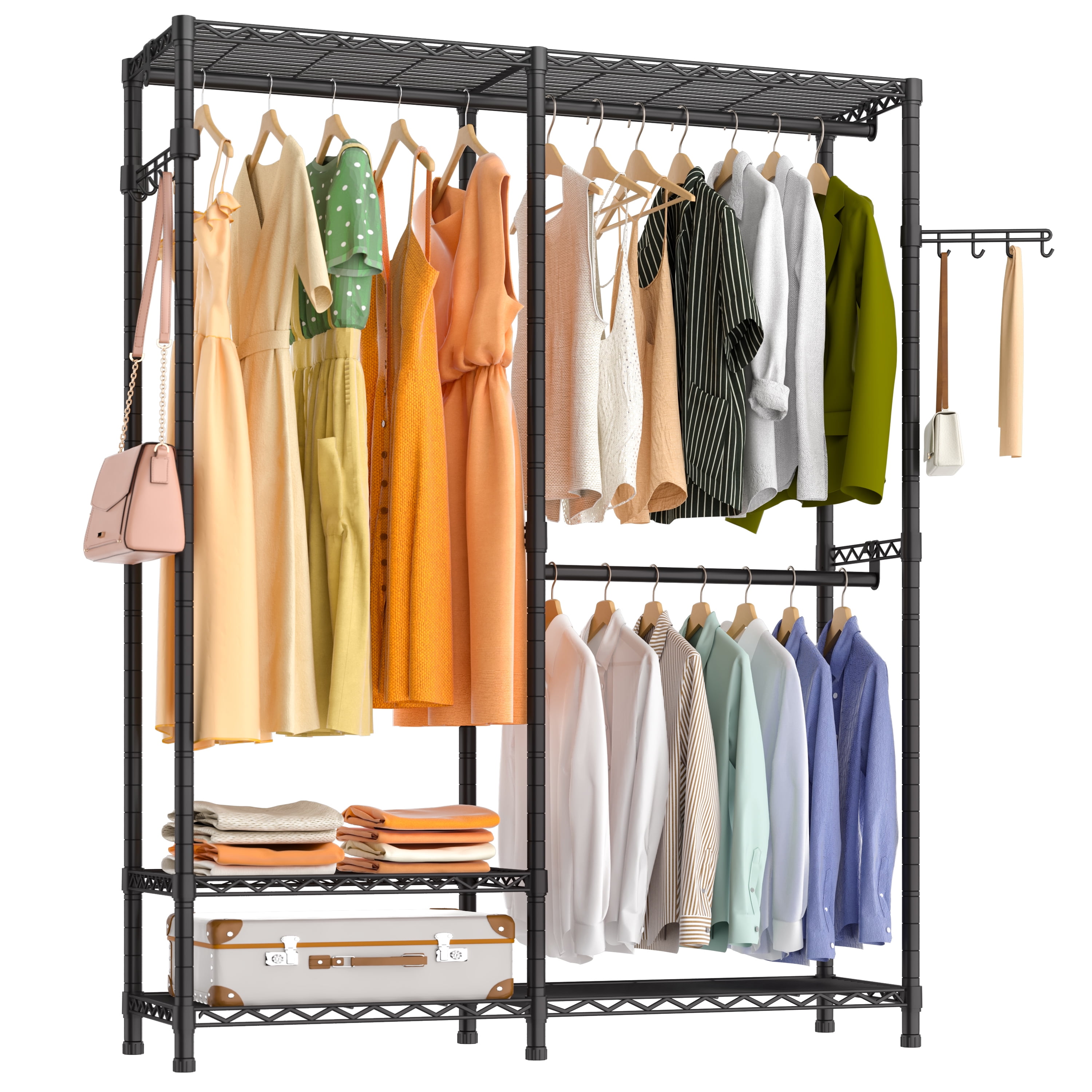 Ouyulong Heavy Duty Garment Rack, Adjustable Black Metal Closet ...