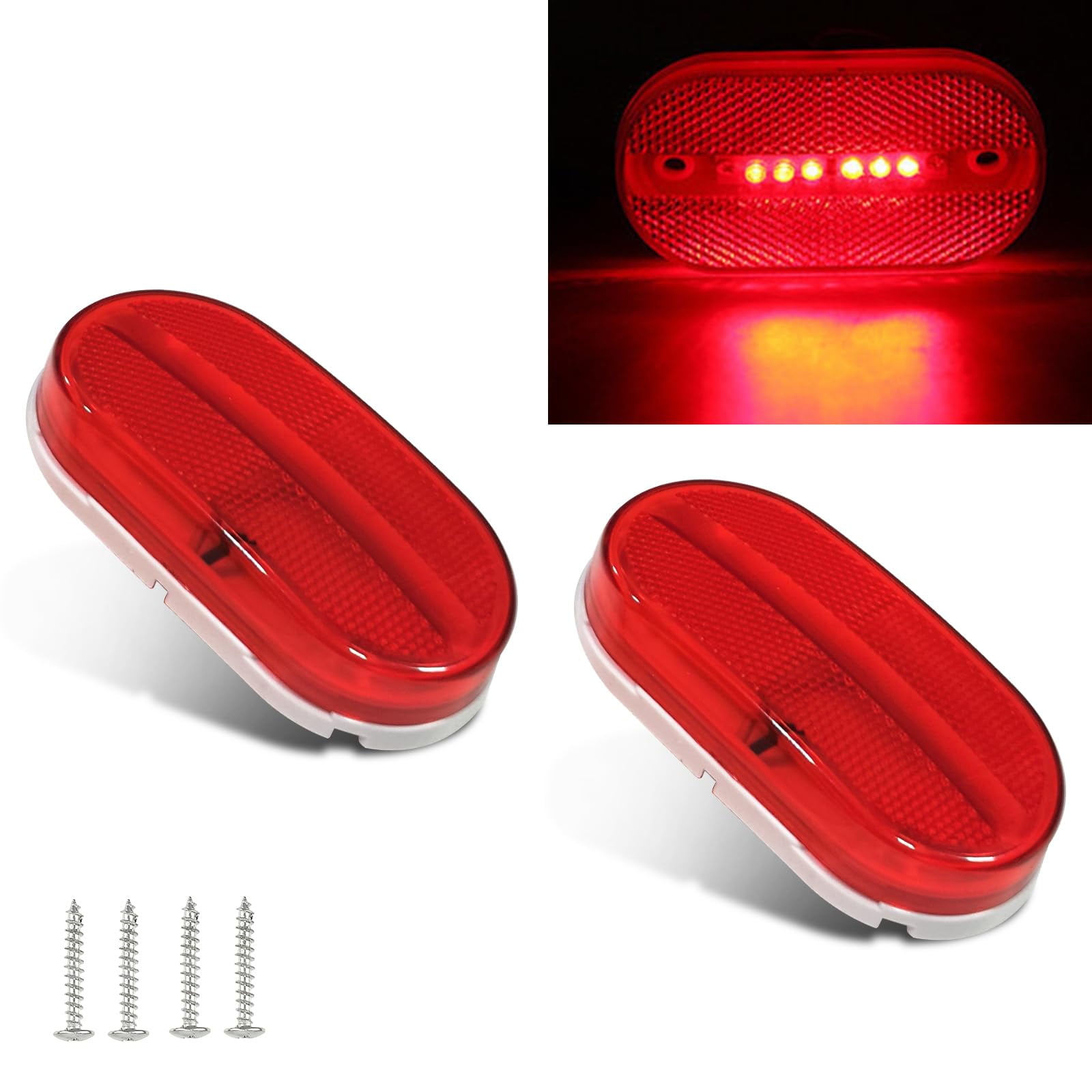 Ouzorp 2PCS 12V RED 4Inch Rectangular LED H2FSDSide Marker Lights ...