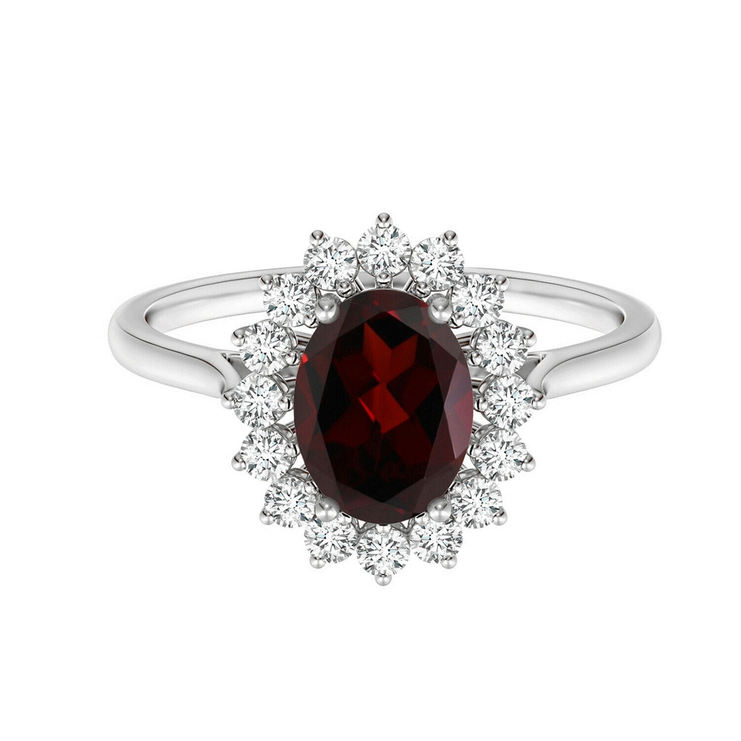 Oval 1.00 Ctw Red Garnet 7X5 MM 925 Sterling Silver Solitaire Accents ...