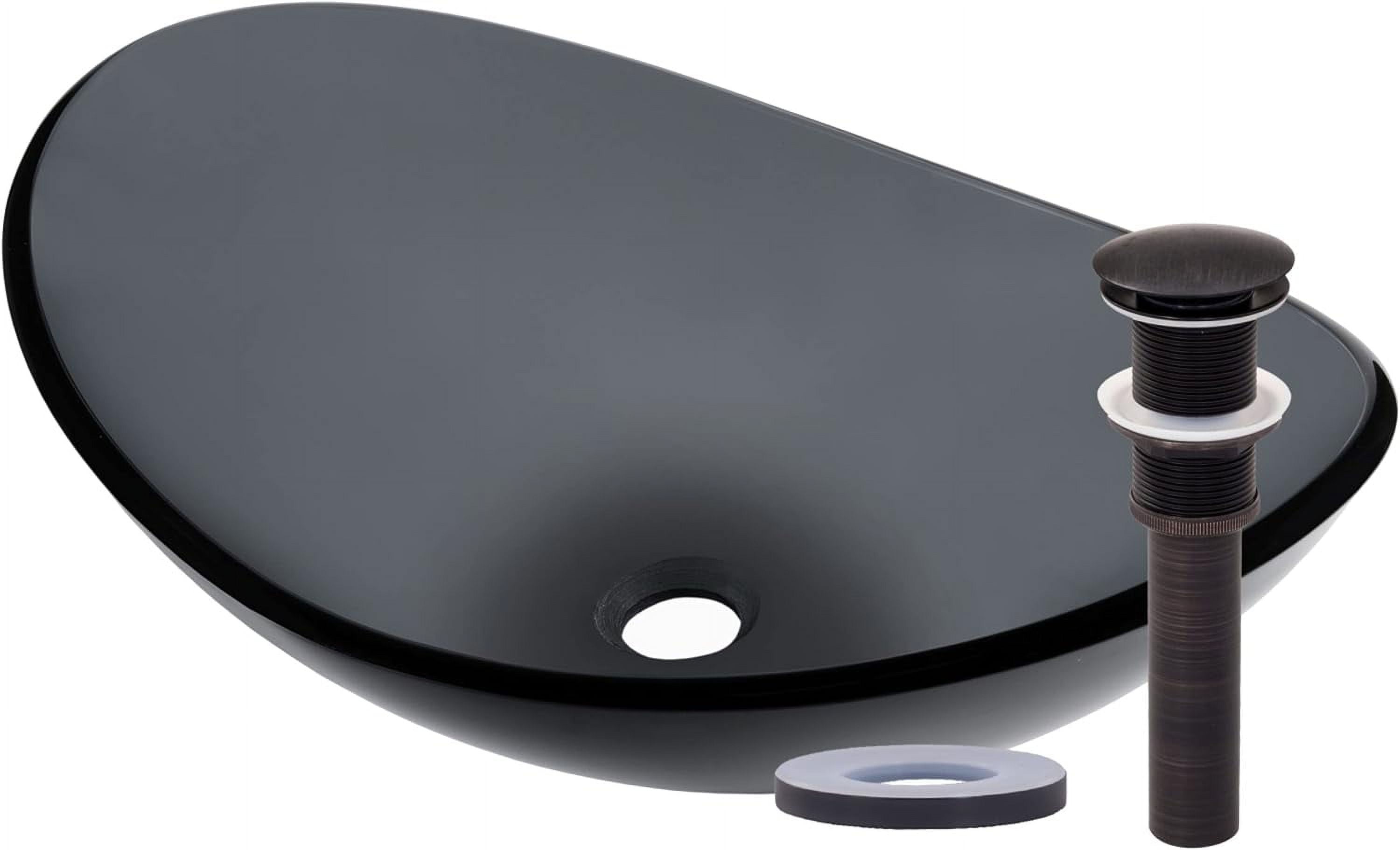 Oval 21-1/2" Tempered Glass Vessel Bathroom Sink - Oil Rubbed Bronze ...