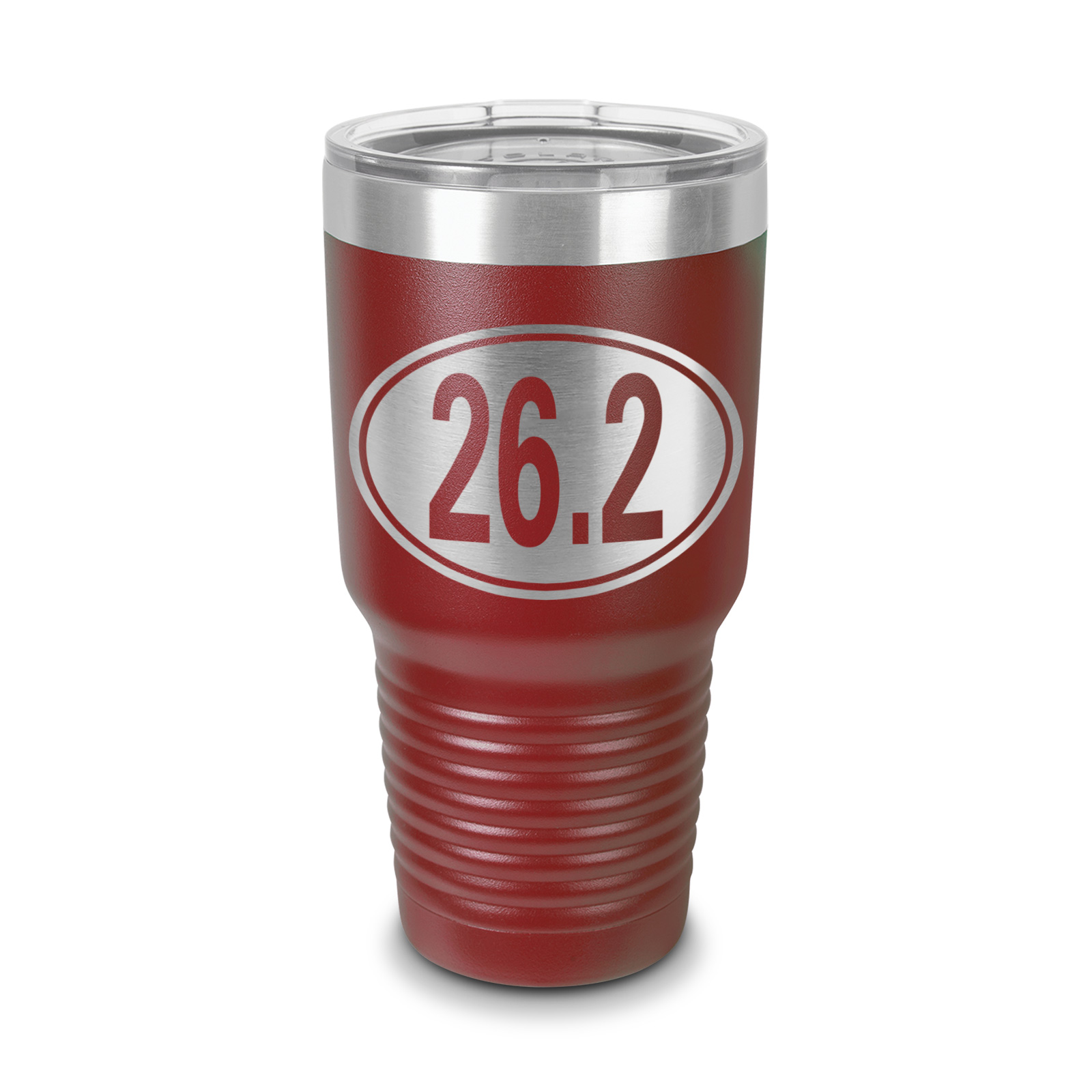 Oval 26.2 Tumbler 30 oz - Laser Engraved w/ Clear Lid - Stainless Steel ...