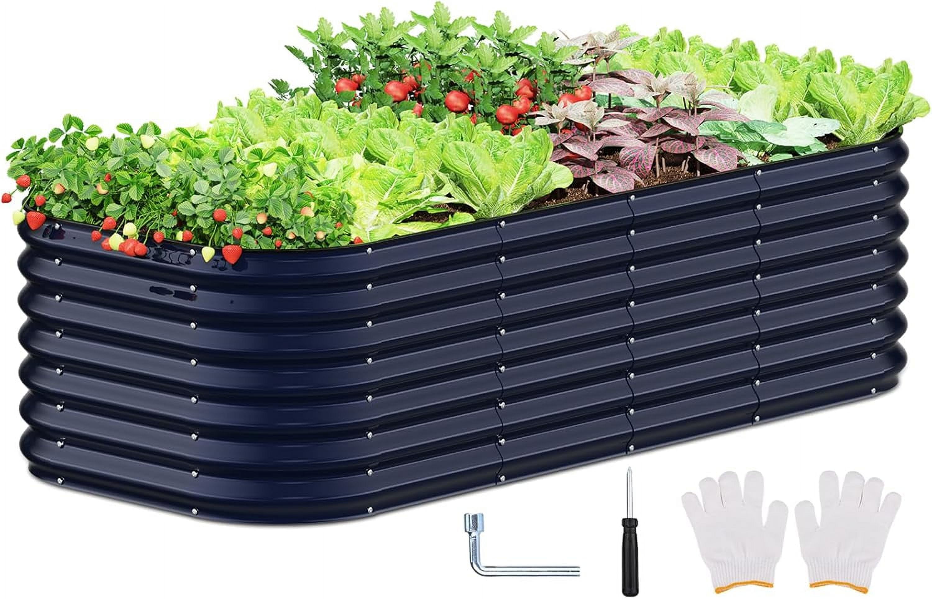 Oval 6x3x2 FT Galvanized Raised Garden Bed Kit, 6 in 1 Large Metal ...