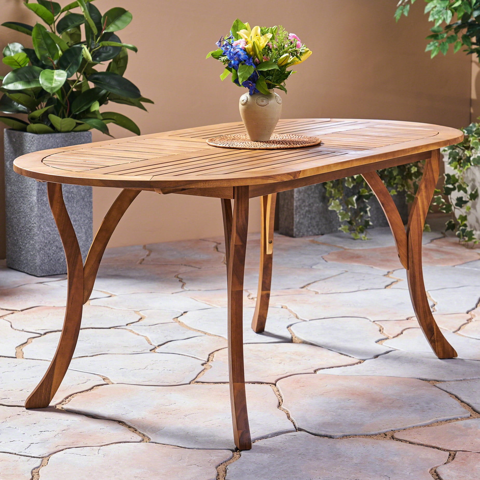 Oval 70 - inch Acacia Dining Table for Patio | Great for Outdoor ...