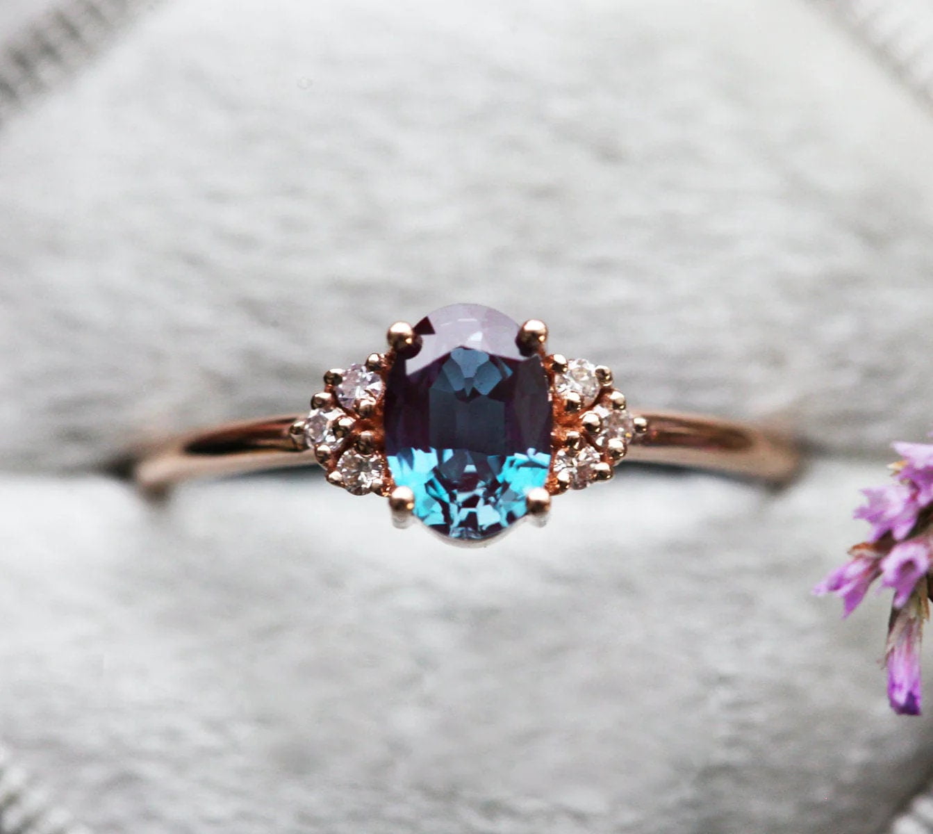 Oval Alexandrite Ring- 925 Sterling Silver Color Changing Alexandrite ...