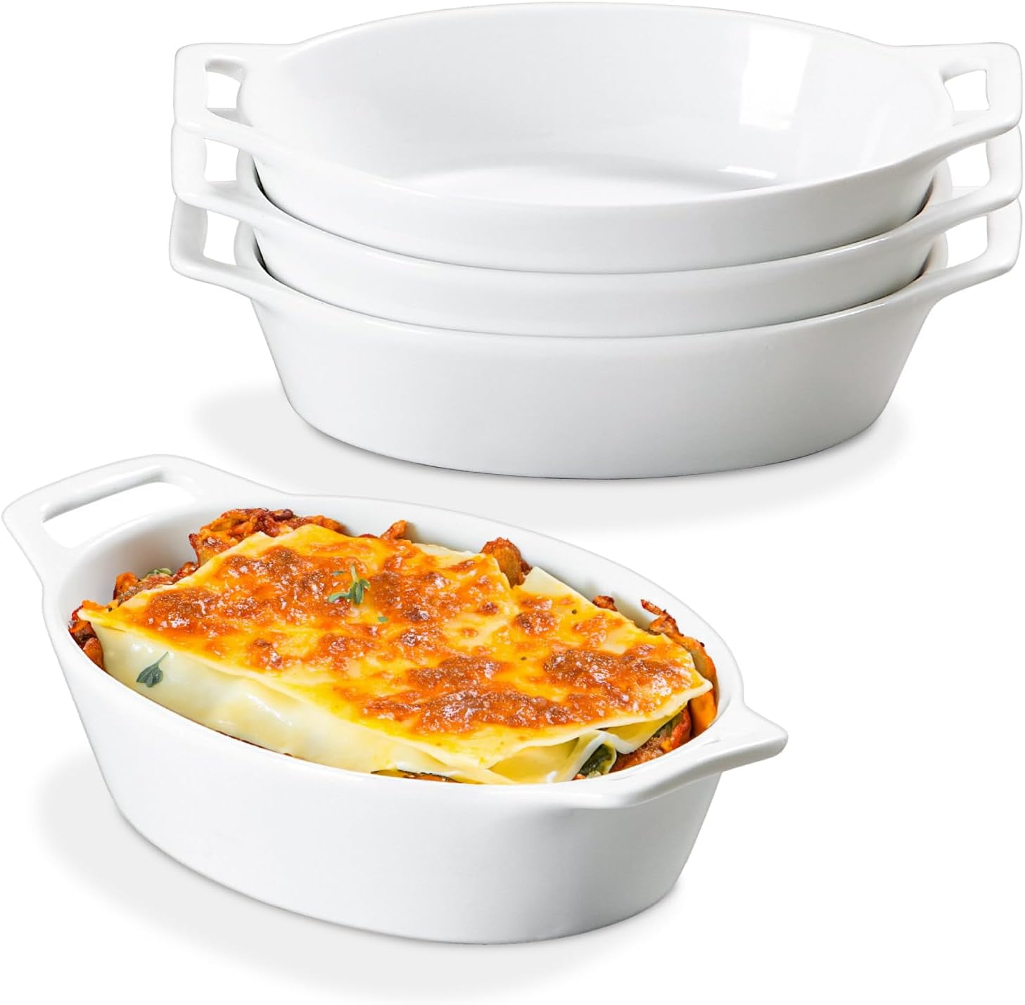 Oval Au Gratin Baking Dish, 20 oz Small Casserole Dishes with Handles ...