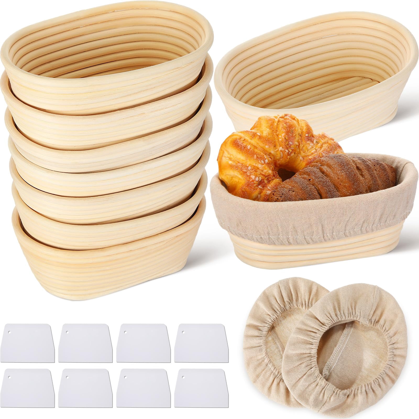 Oval Banneton Bread Proofing Basket 8 Inch Sourdough Baking Kit ...