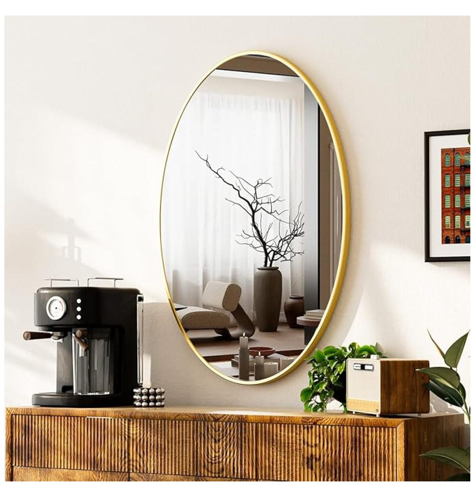 Oval Bathroom Mirror, 24 x 36 inch Modern Oval Wall Mounted Vanity ...