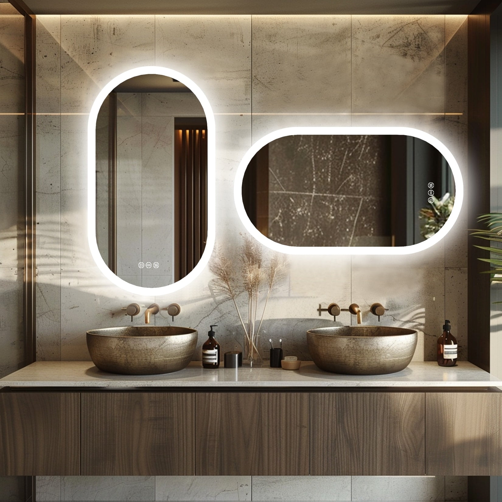 Oval Bathroom Mirror Wall Mounted Frameless Oval Track LED Bathroom ...