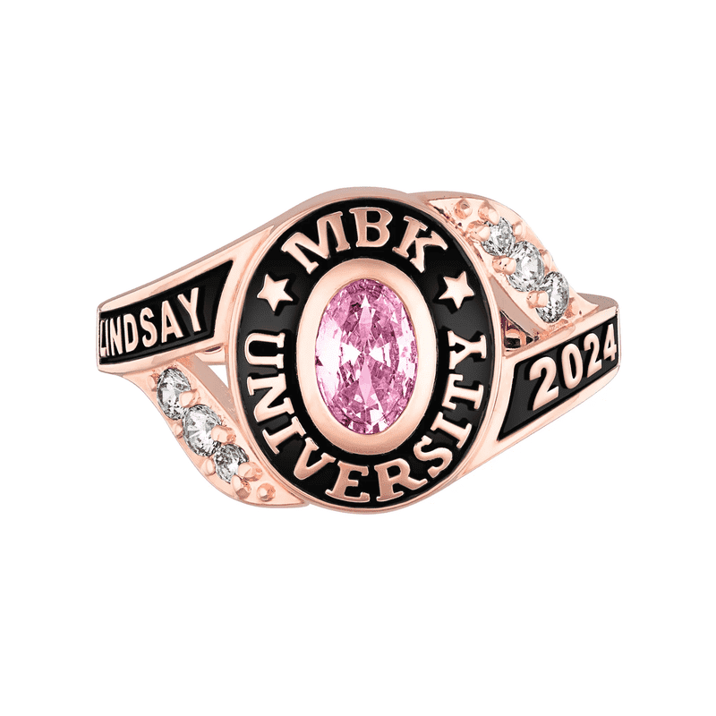 Oval Birthstone Women's Class Ring Sterling Silver for High School or ...