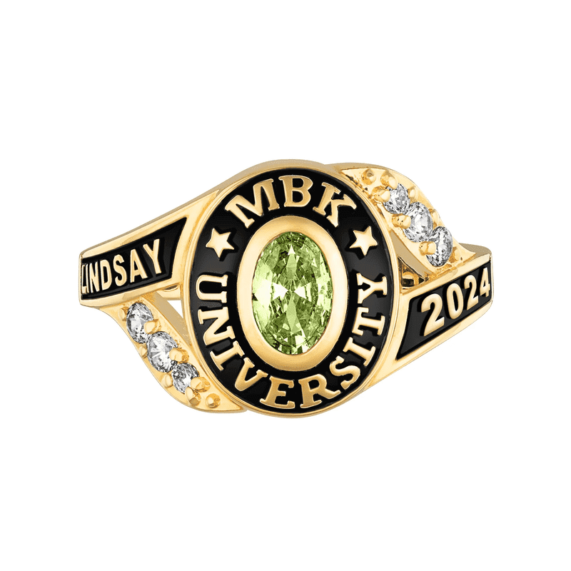 Oval Birthstone Women's Class Ring Sterling Silver for High School or ...