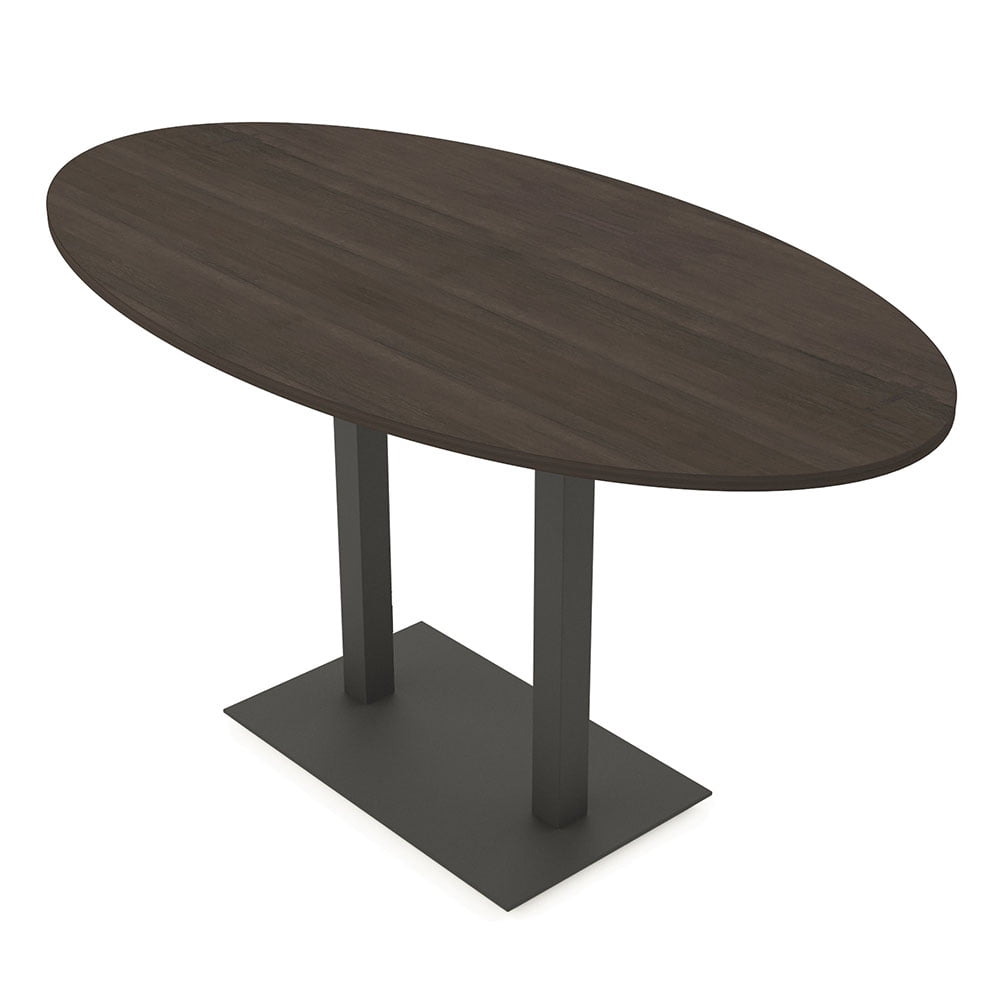Oval Bistro Height Meeting Table Double Metal Base 46x72 Bar Table ...