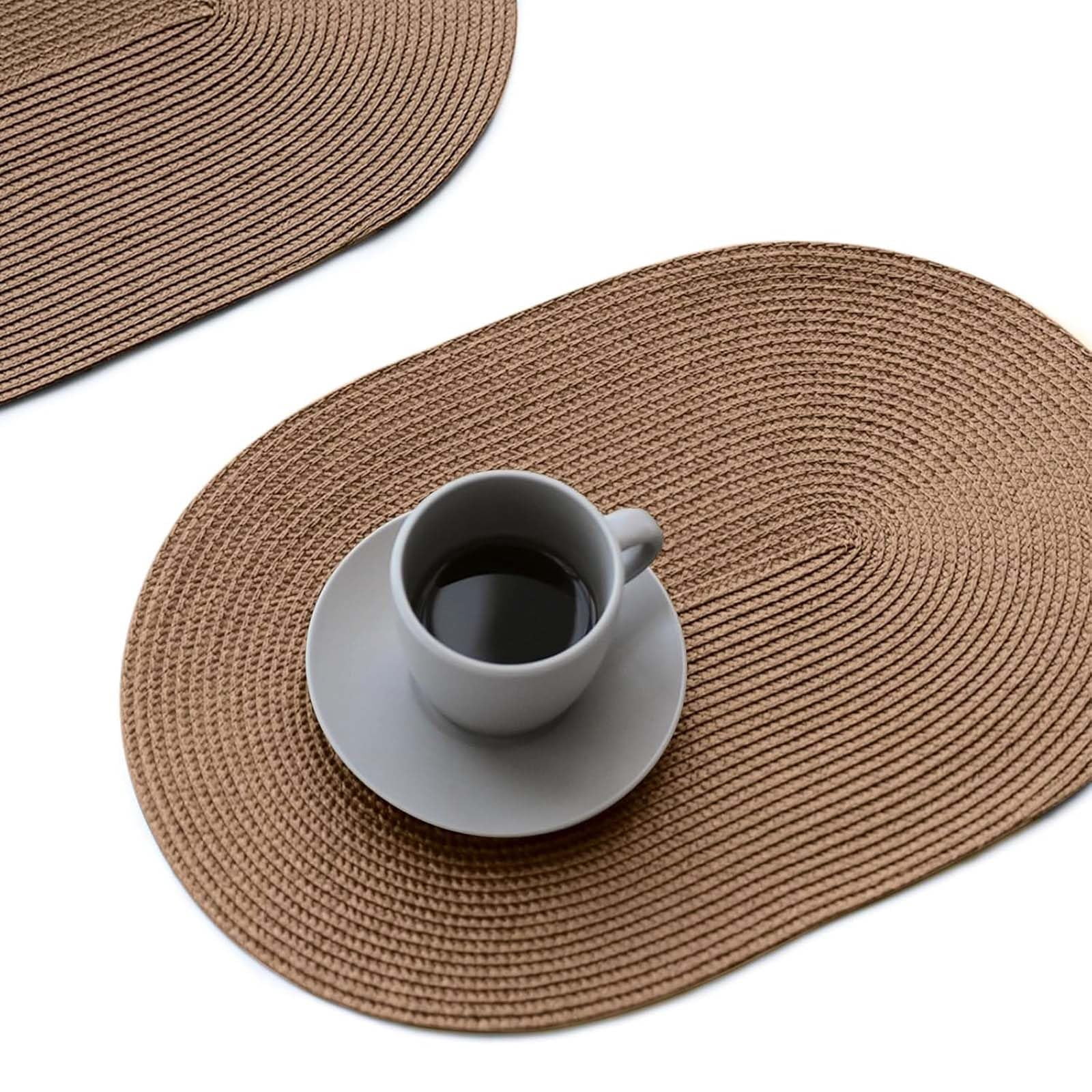 Oval Braided Placemats Table Mats for Dining Tables Washable Heat ...