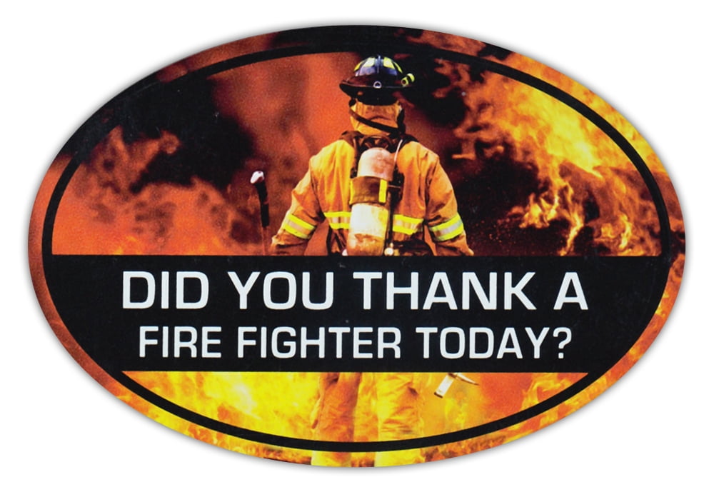 Oval Car Magnet - Thank A Firefighter - Support Fire Department ...