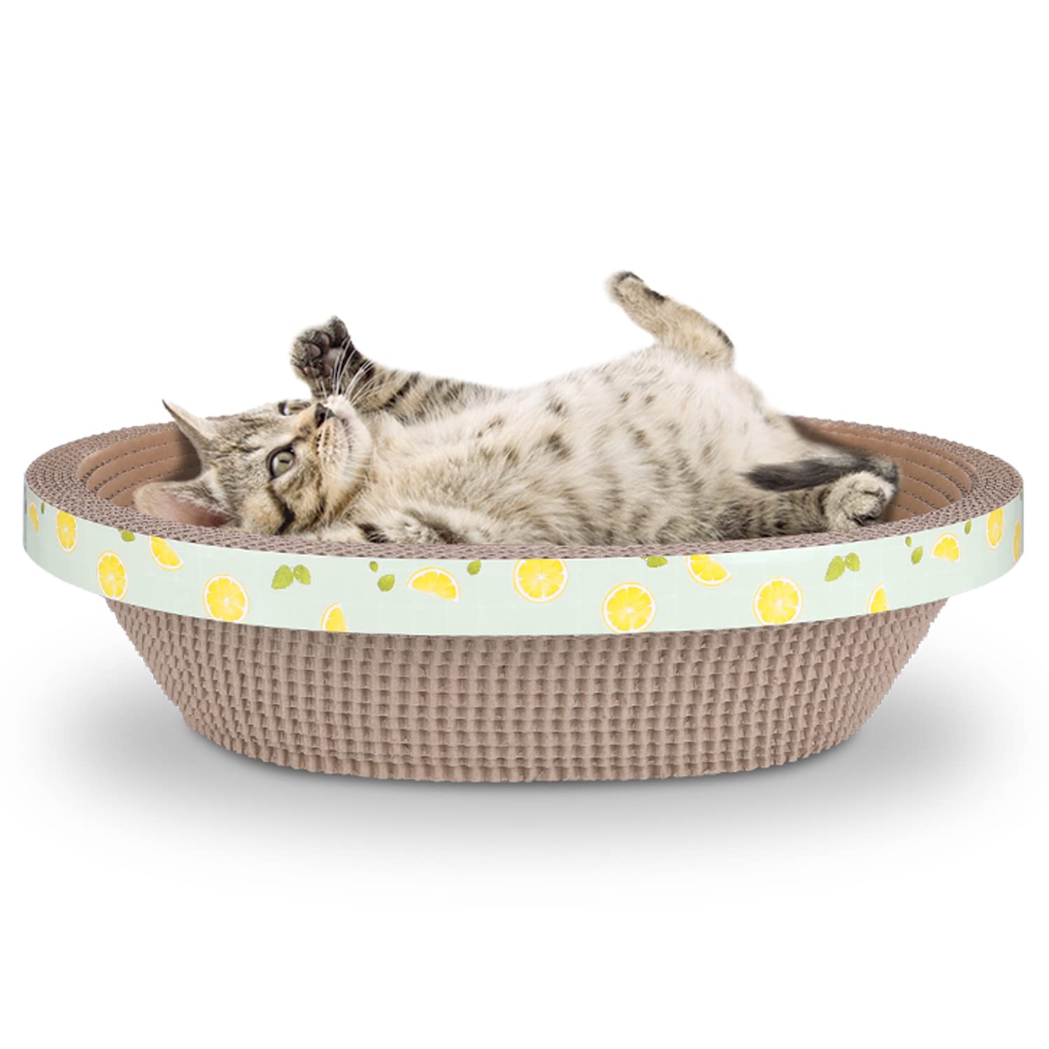Oval Cardboard Cat Scratcher Bed Lounger Couch for Indoor Cats ...