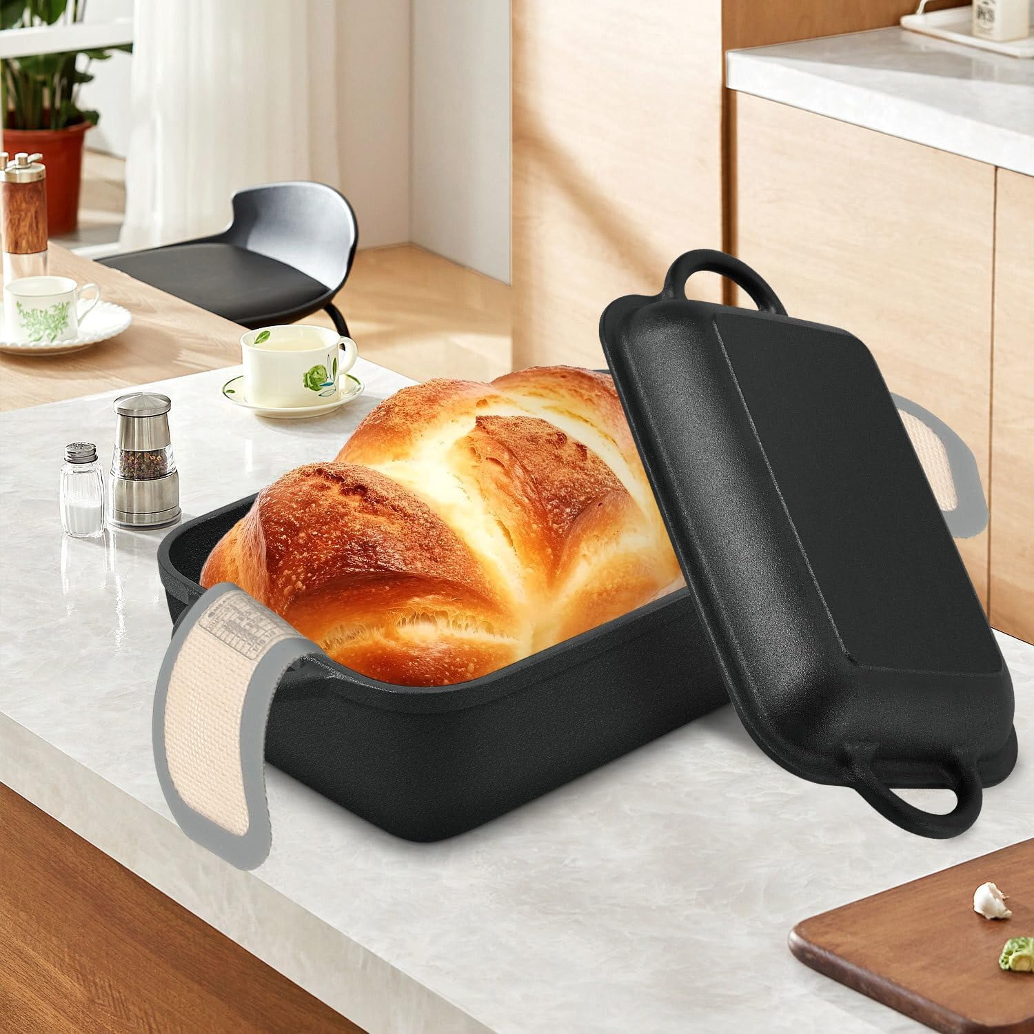 Oval Cast Iron Dutch Oven for Bread Baking, 6.35Qt Bread Baking Pan ...