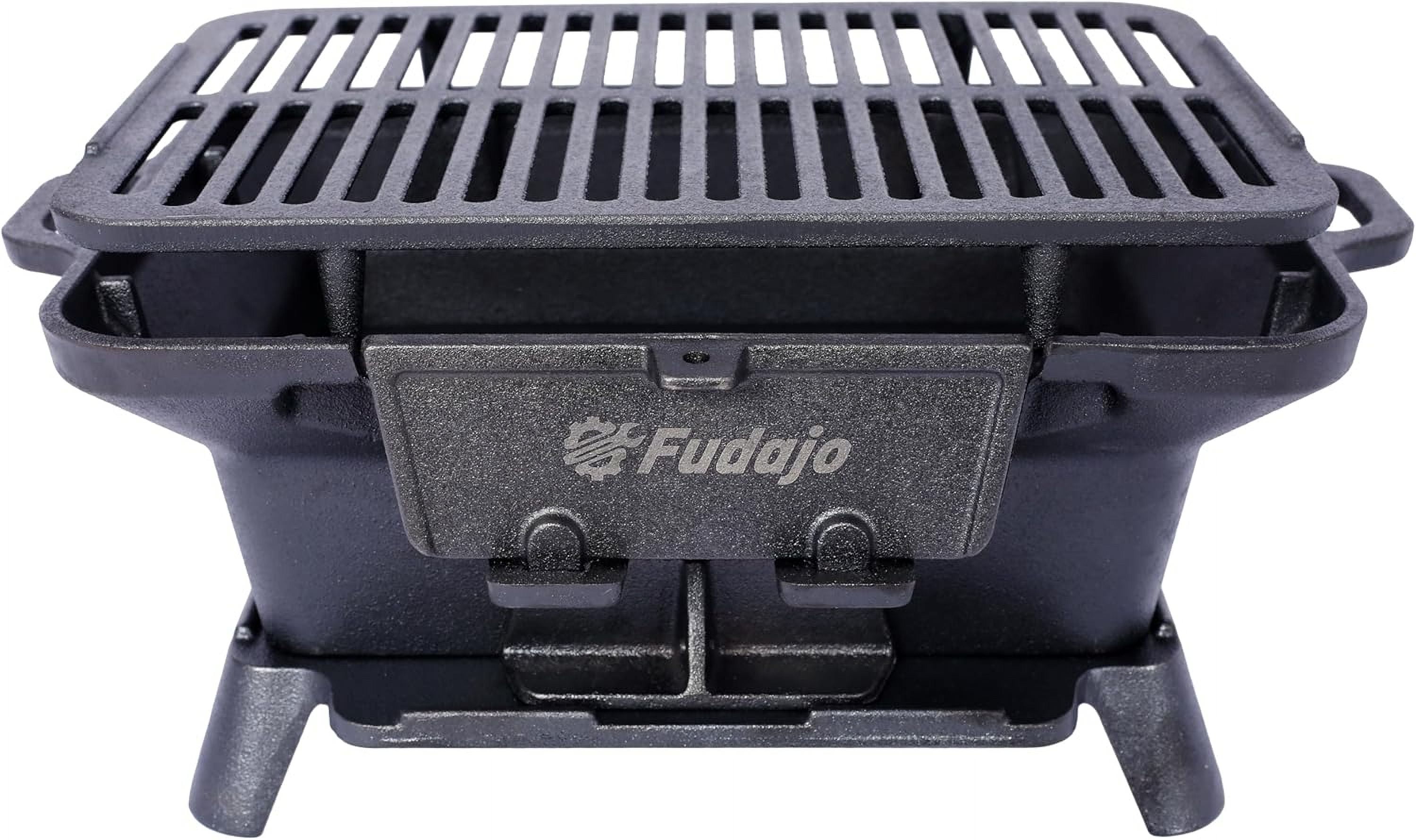 Oval Cast Iron Grill Outdoor, Portable Charcoal Grill and Tabletop Cast ...