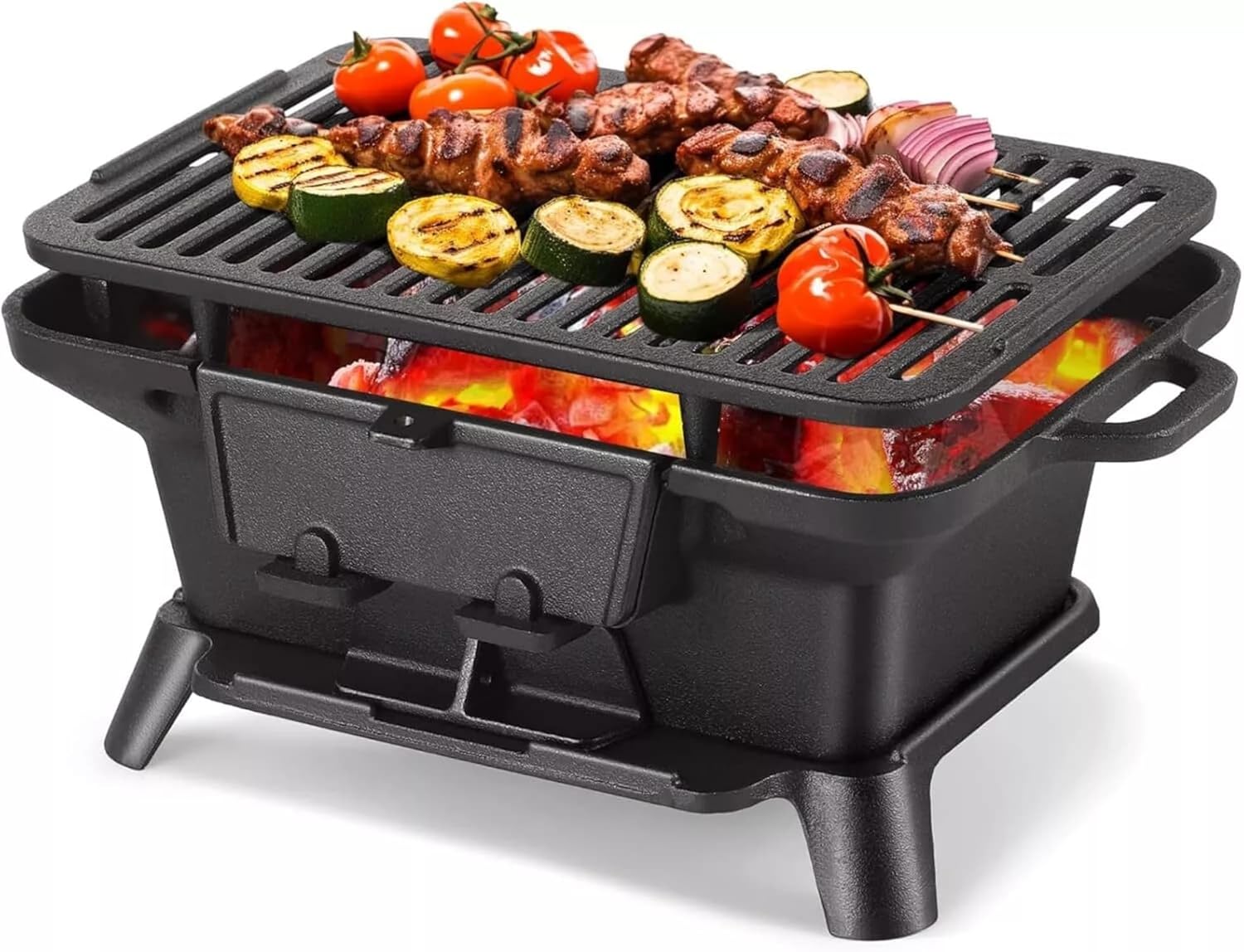 Oval Cast Iron Grill Outdoor - Portable Charcoal Grill & Tabletop ...