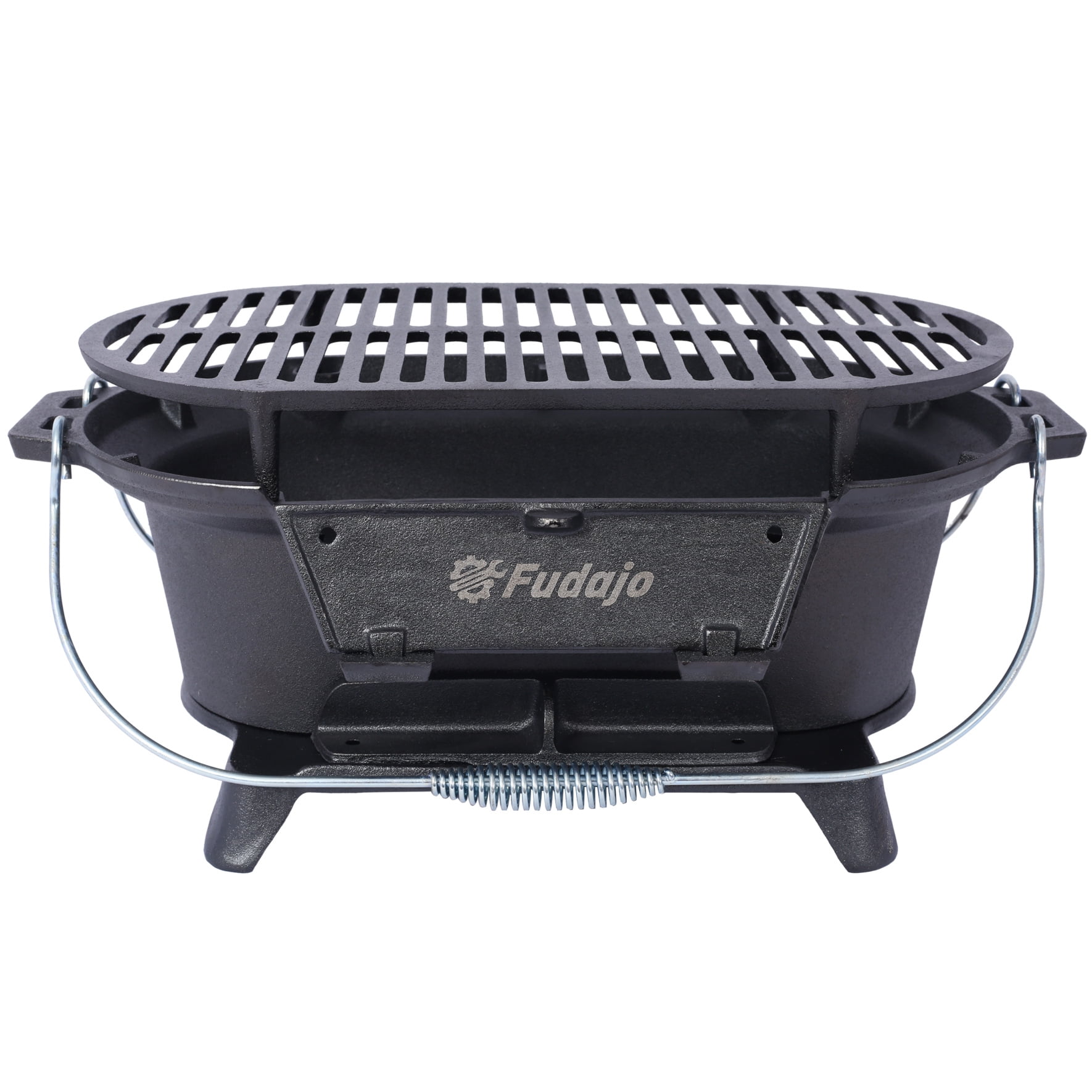 Oval Cast Iron Grill Outdoor, Portable Charcoal Grill and Tabletop Cast ...