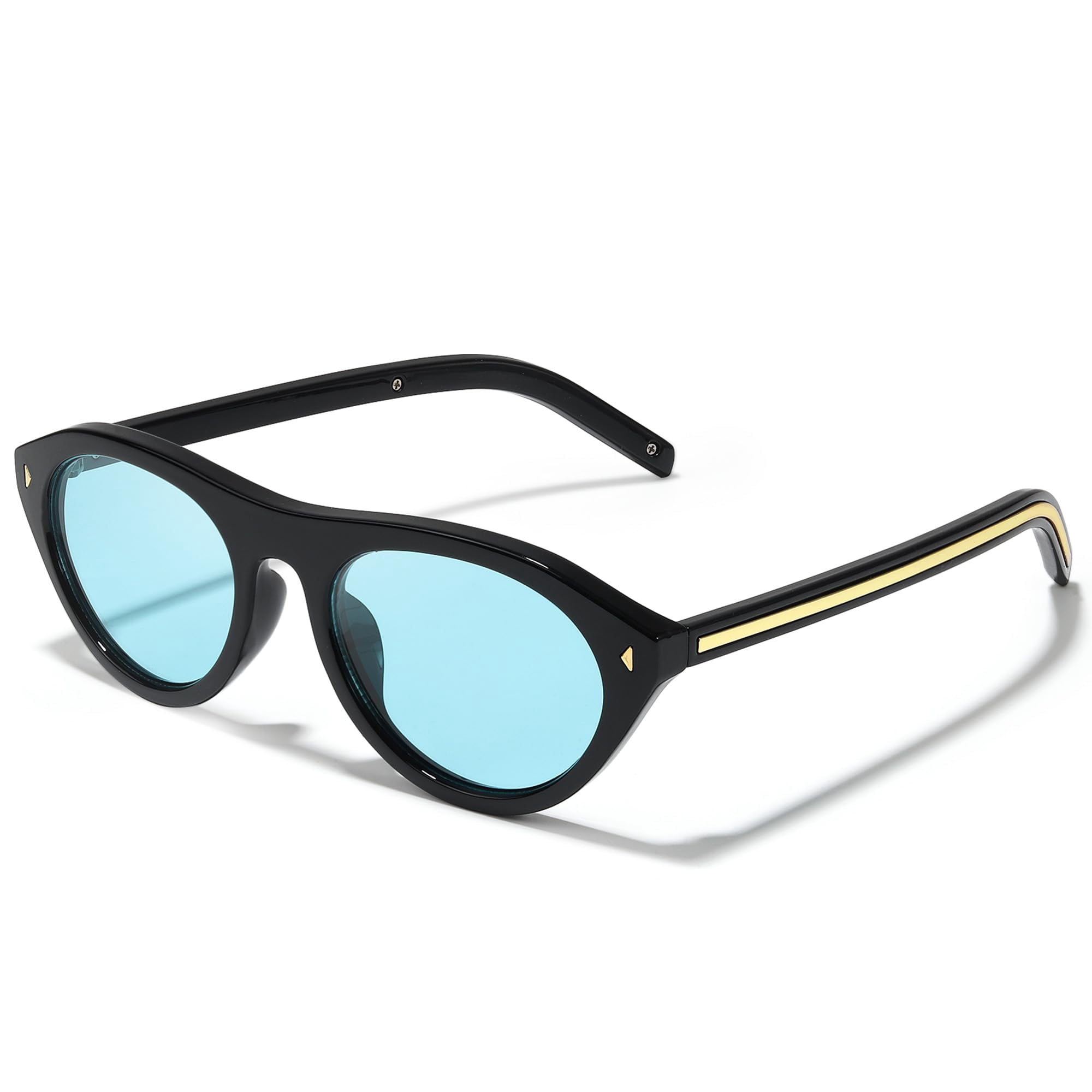 Oval Cat Eye Sunglasses for Women, Retro Trendy Cateye Frame with UV400 ...