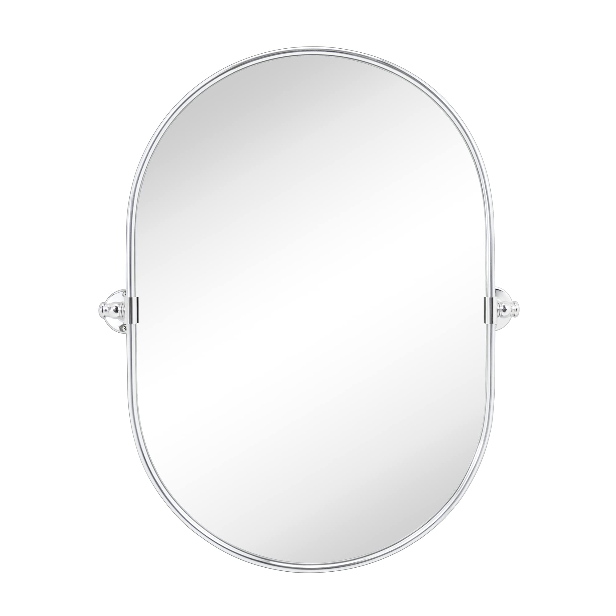 Oval Chrome Pivot Bathroom Mirror Pill Shaped Tilting Bathroom Vanity ...