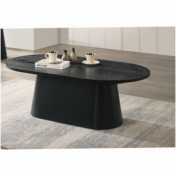 Oval Cocktail Table for Primary Living Spaces Contemporary Style Black ...