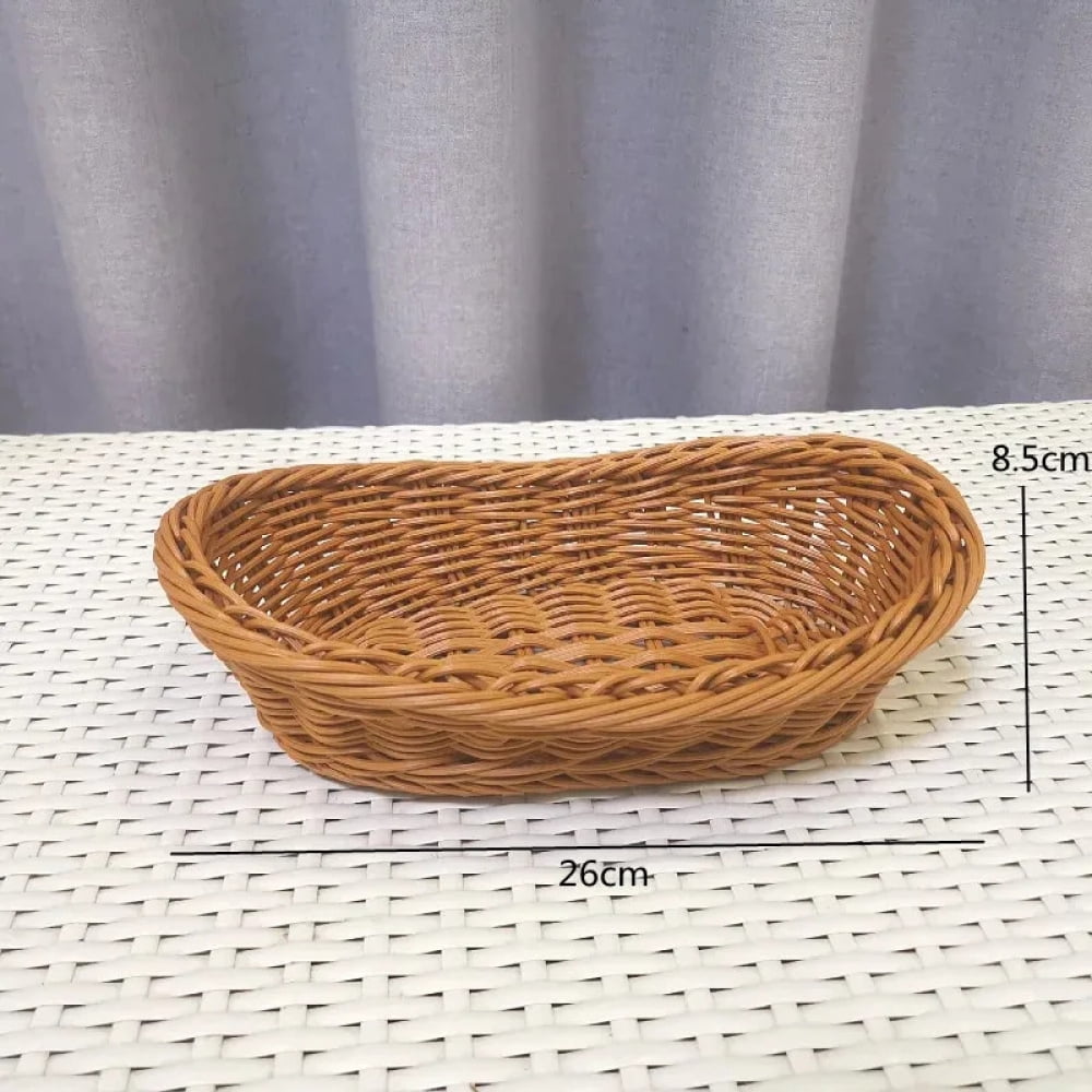 Oval Curved Rattan Wicker Woven Serving Baskets for Bread Fruit ...