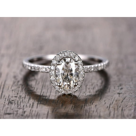 Gorgeous Double Halo Engagement Ring, 14K White Gold Plated, Proposal ...