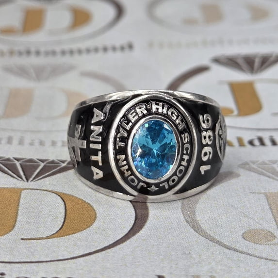 Oval Cut Custom High School Class Ring Name Year Engraving Personalized ...