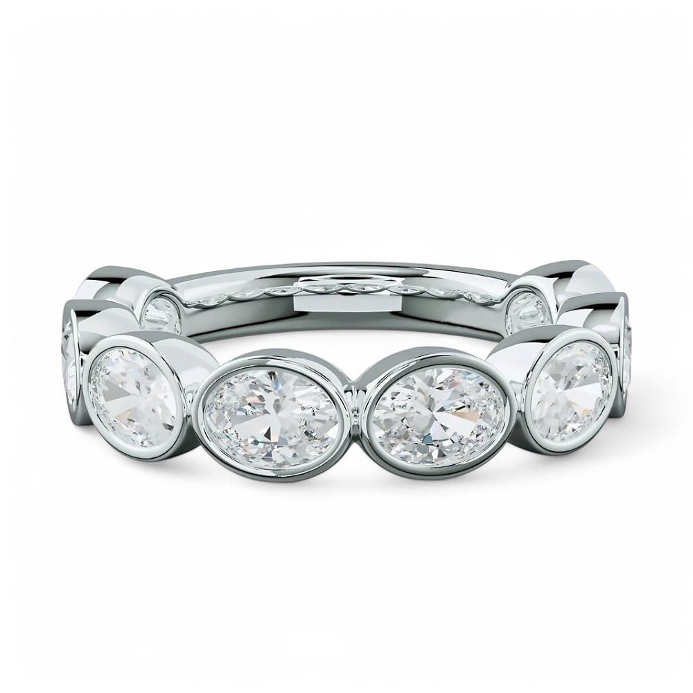 Oval Cut Diamond Band, Bezel Set Diamond Band Ring, Half Eternity ...