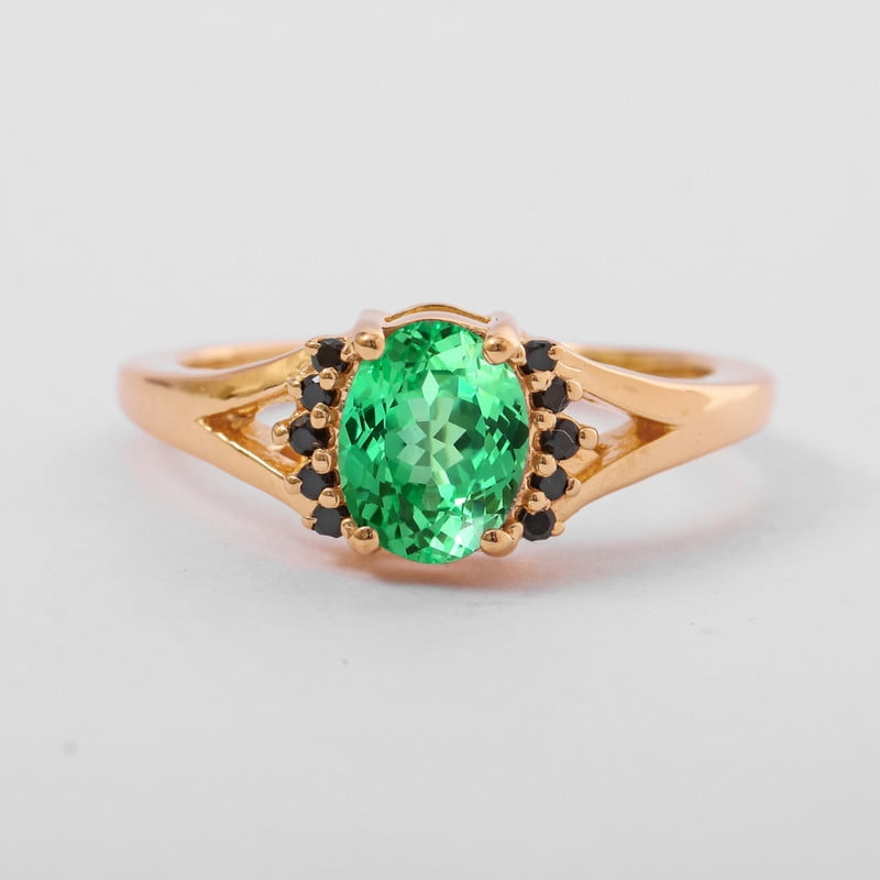 Oval Cut Green Sapphire Split Handmade Band Ring, Promise Proposal ...