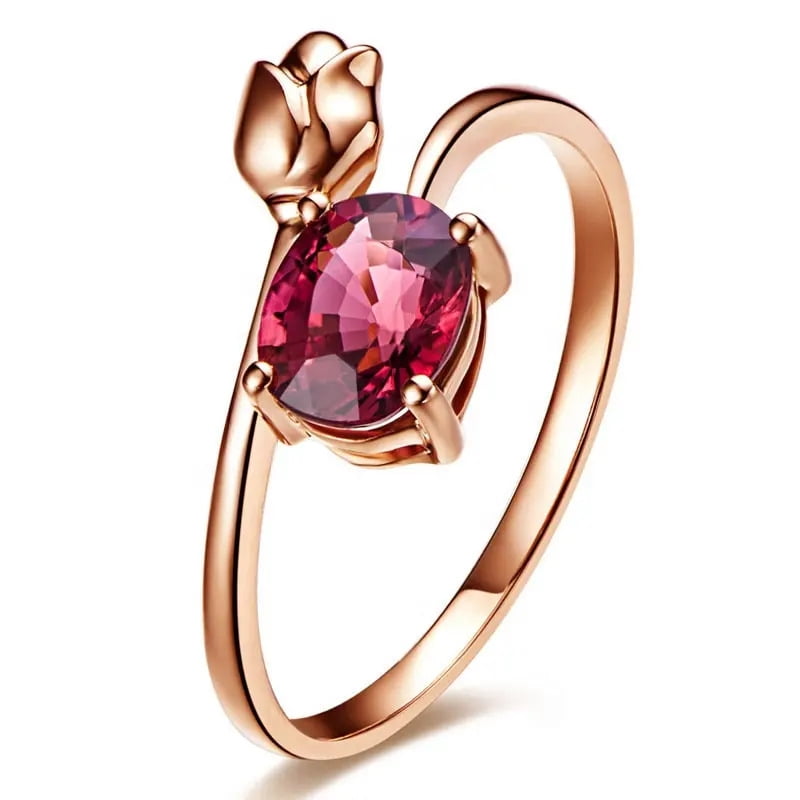 Oval-Cut Lab-Created Ruby Flower Open Bypass Ring in 925 Sterling ...