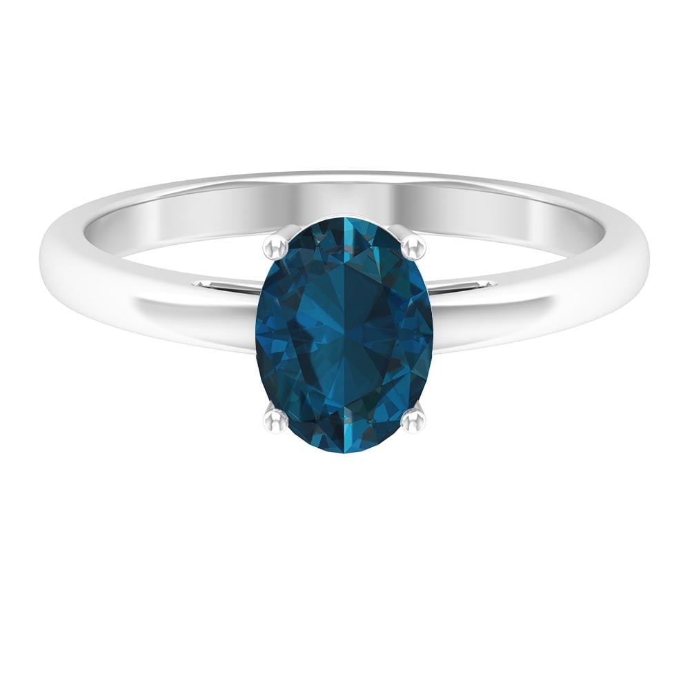 Oval Cut London Blue Topaz Solitaire Ring for Women, December ...