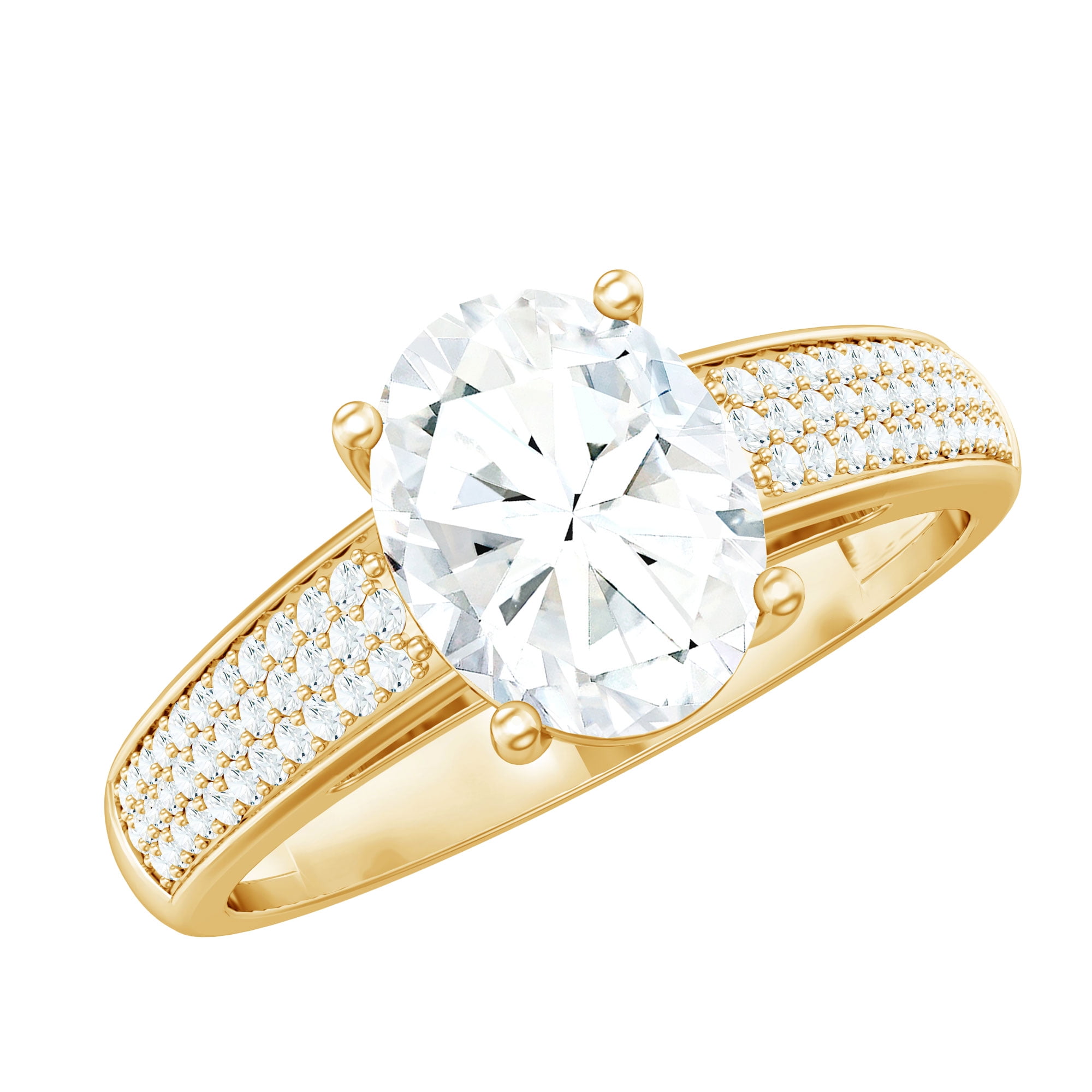 Rosec Jewels Oval Cut Moissanite Solitaire Engagement Ring with Side ...