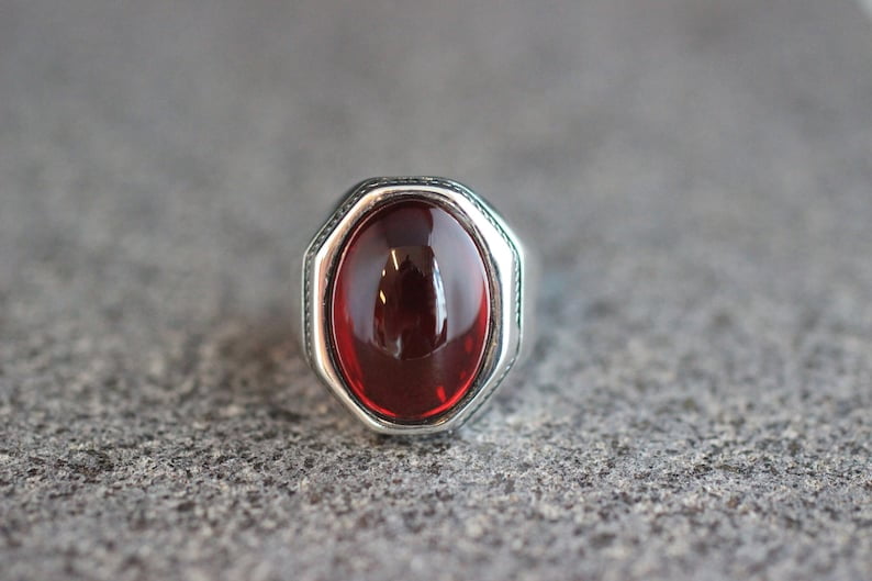 Oval Cut Red Ruby Wedding Ring 925 Sterling Silver Ring Natural Ruby ...