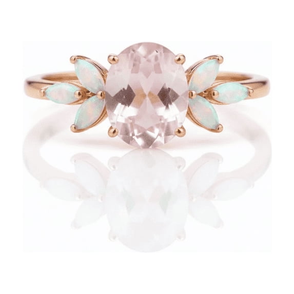 Oval Cut Rose Quartz Engagement Ring, Marquise Cut Fire Opal ...
