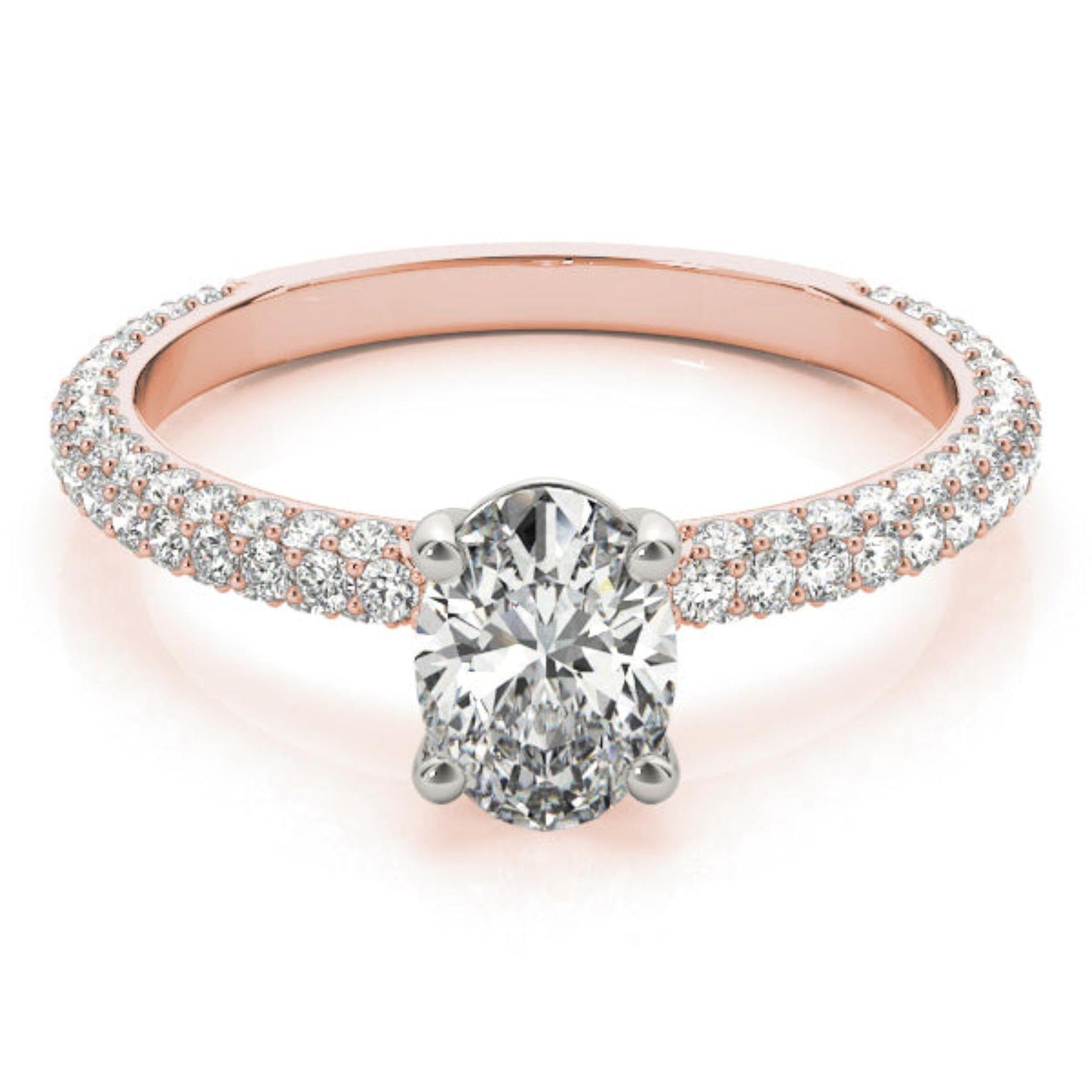 Oval Cut Solitaire With Accents Engagement Ring 18K Yellow Gold ...