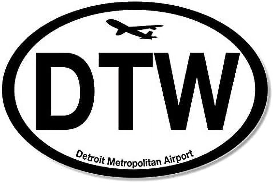 Oval DTW Detroit Airport Code Sticker (jet fly air hub pilot mi ...