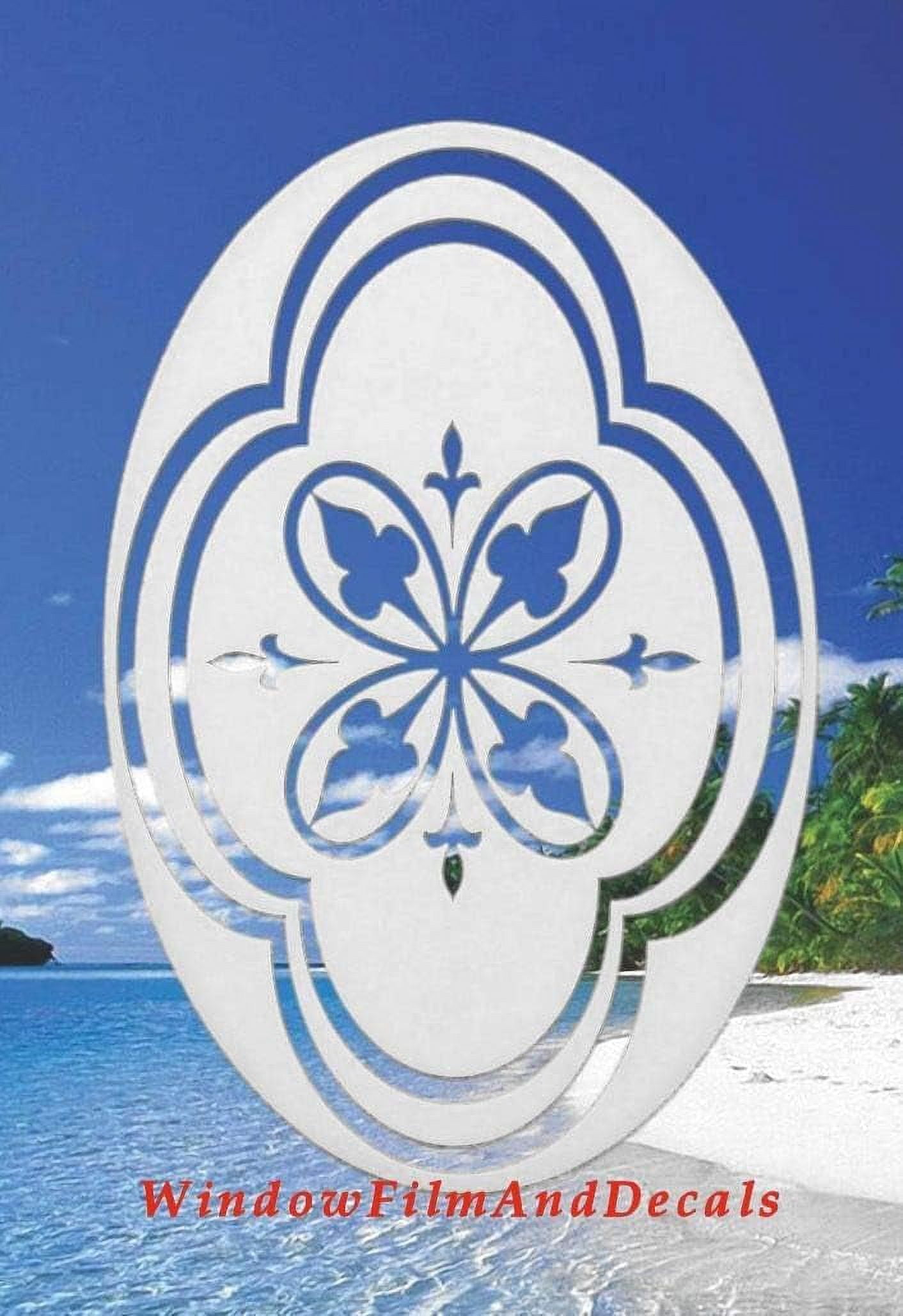 Oval Decorative Design Etched Window Decal Vinyl Glass Cling - 15" x 23 ...