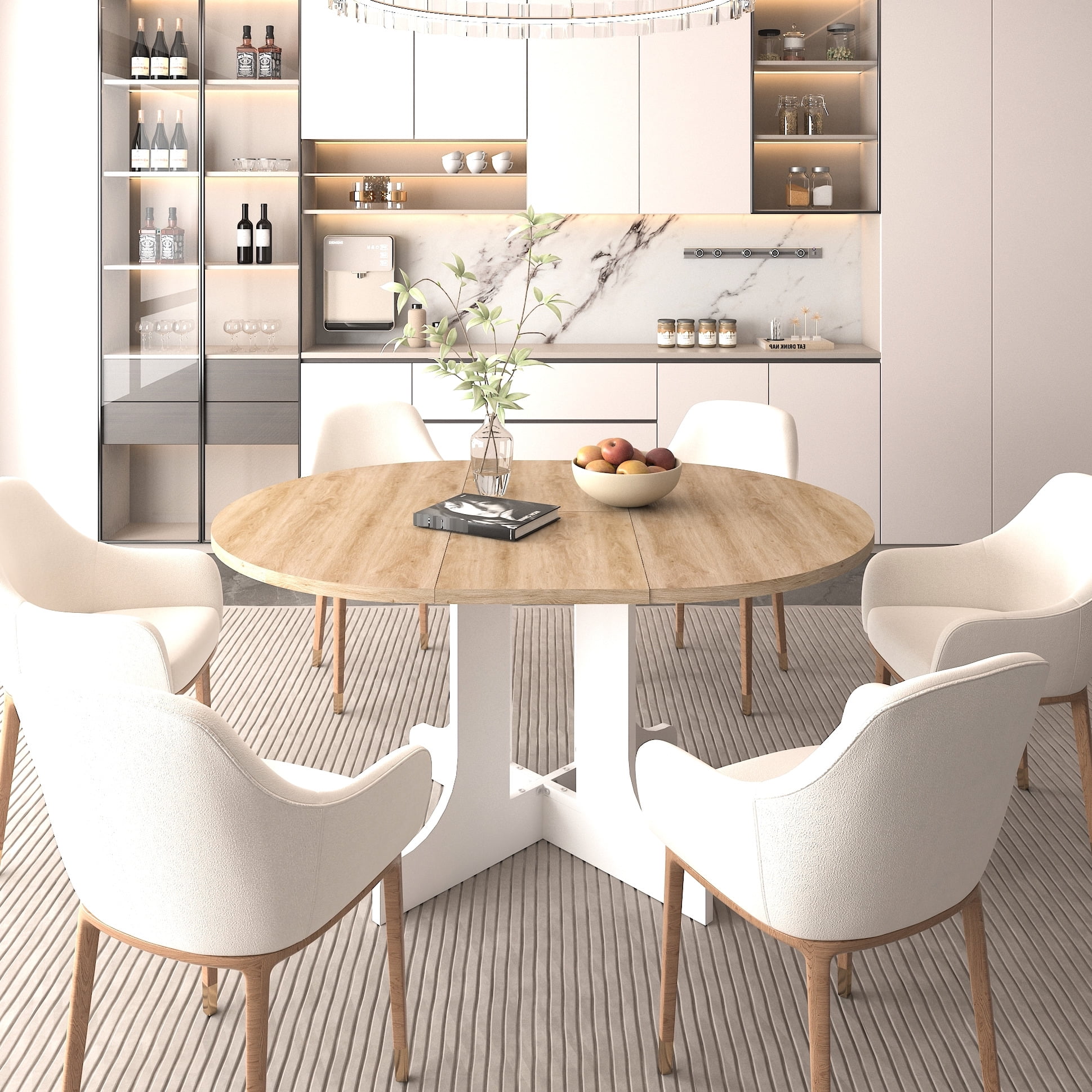 Oval Dining Table For Room, 59x43 Inch Expandable With Removable Leaf ...