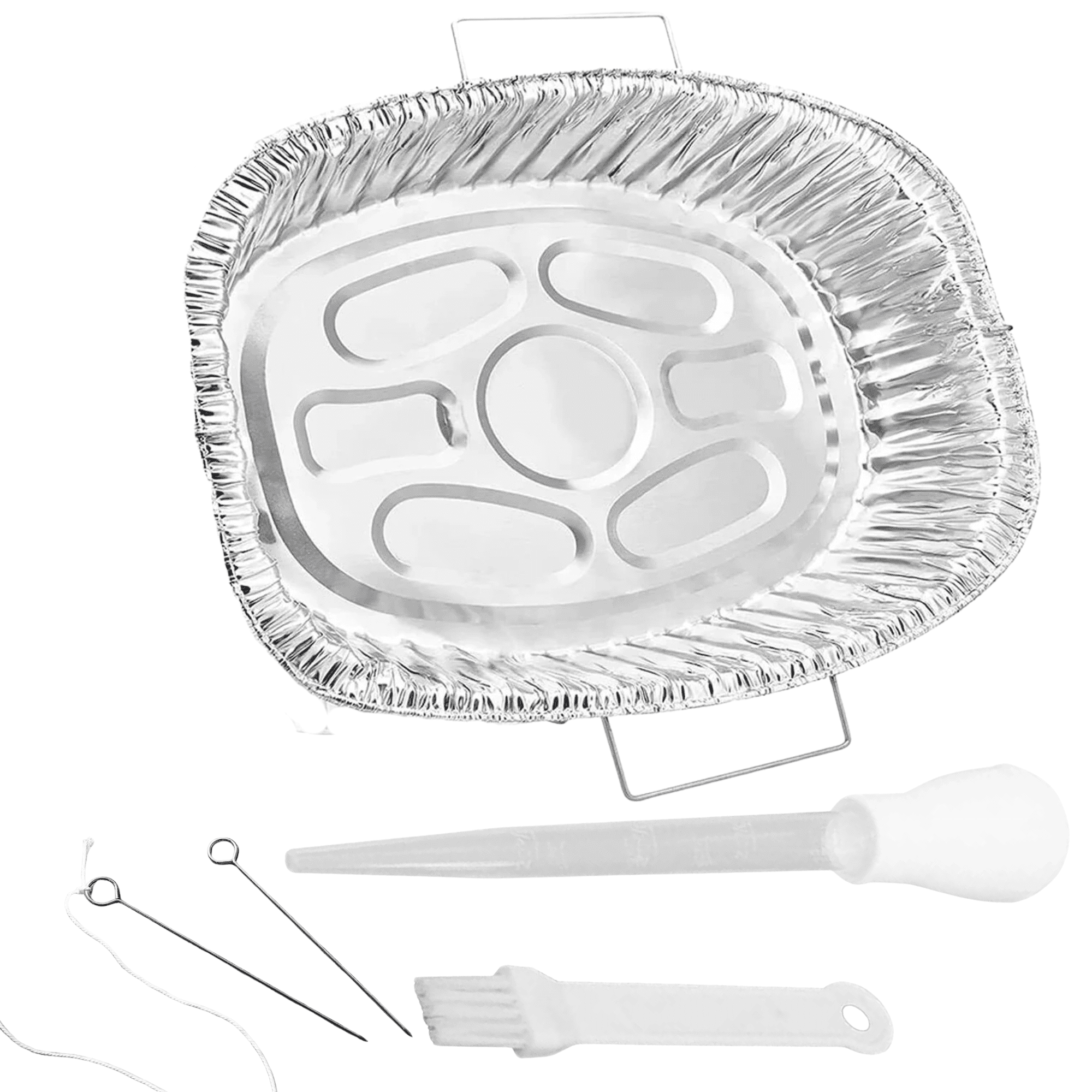 Oval Disposable Turkey Roasting Pan with Handles & Free 3-in-1 Basting ...