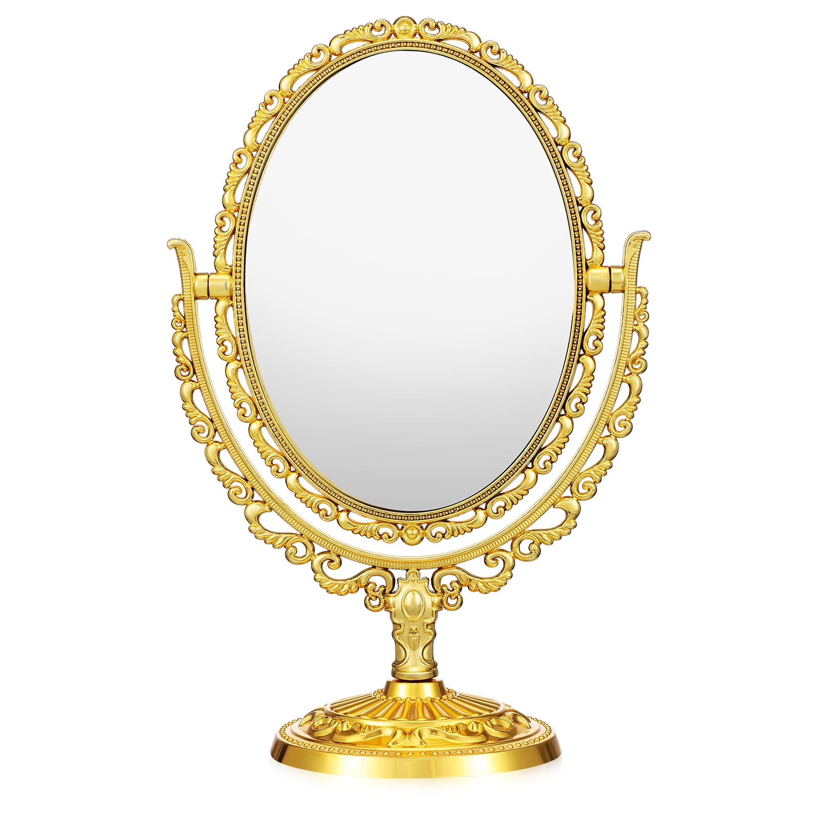 Oval Double-sided Rotating Table Mirror 0812 Golden Vanity Desk Dresser ...