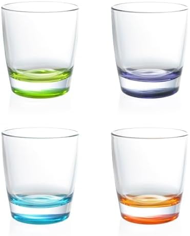Oval Drinking Glasses Set of 4, Modern Glassware set, 12 oz Colored ...