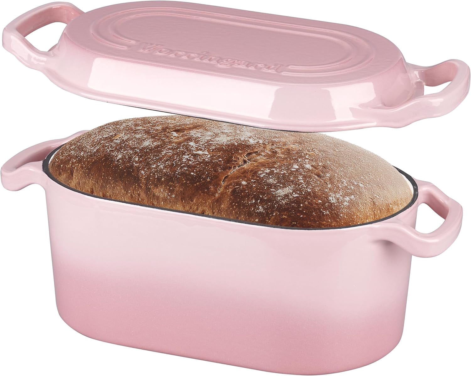 Oval Dutch Oven Pot with Lid, Enamel Coating Cast Iron Bread Pans for ...