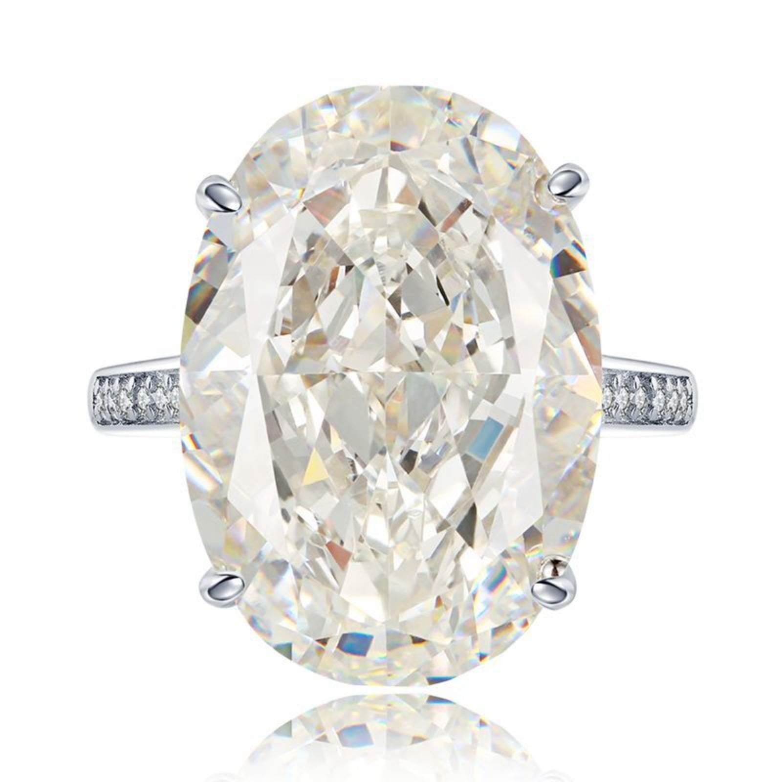 Oval Engagement Rings for Women 14*20MM S925 Sterling Silver Wedding ...
