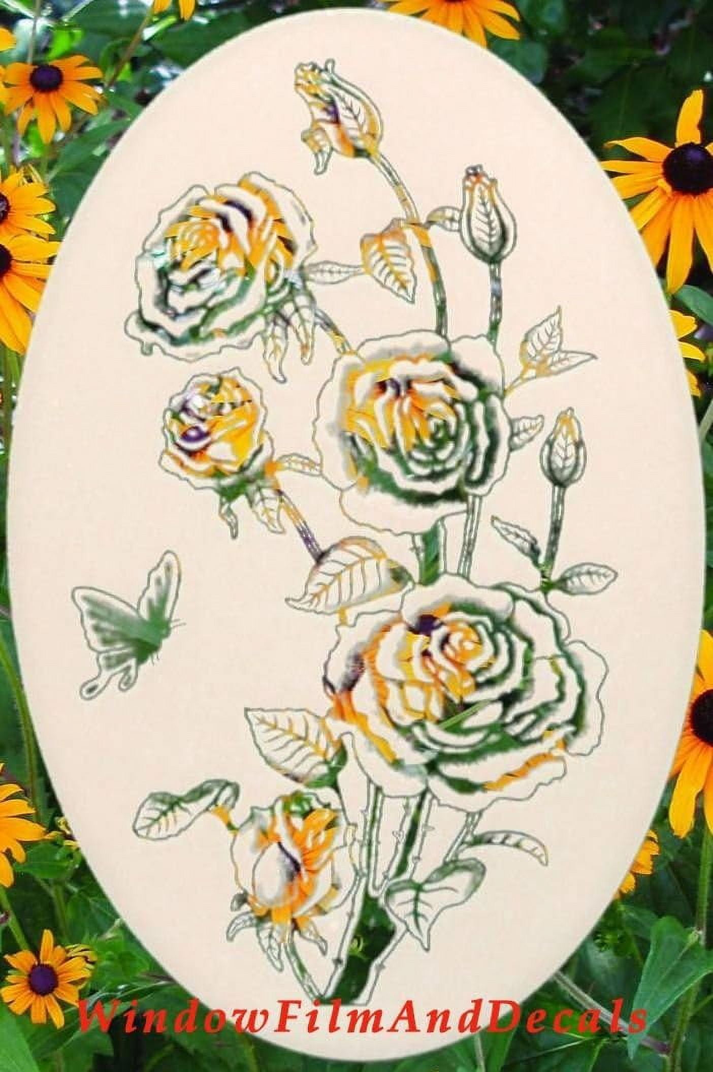 Oval Etched Window Decal Vinyl Glass Cling - 10.5" x 16" - White with ...