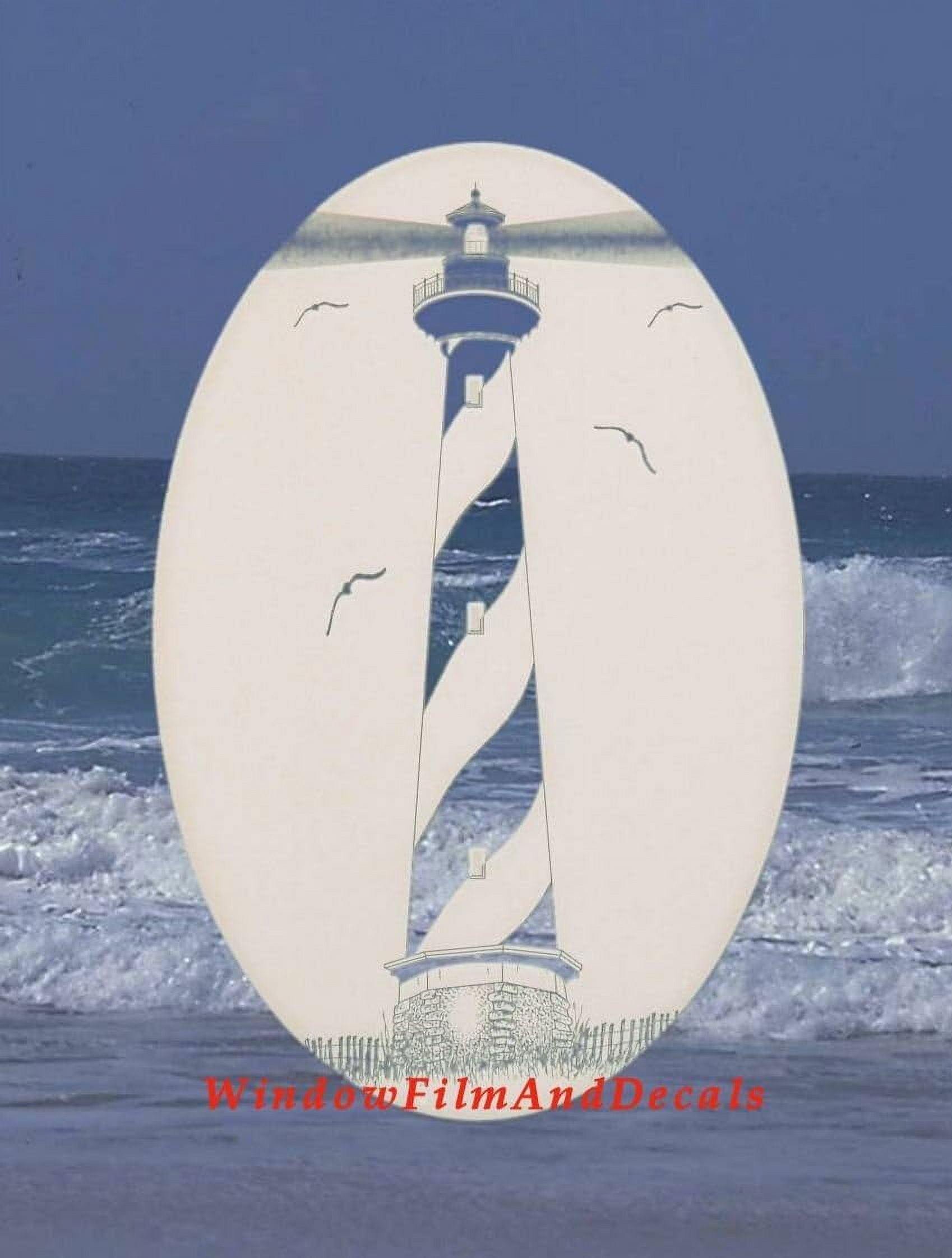 Oval Etched Window Decal Vinyl Glass Cling - 21" x 33" - White with ...