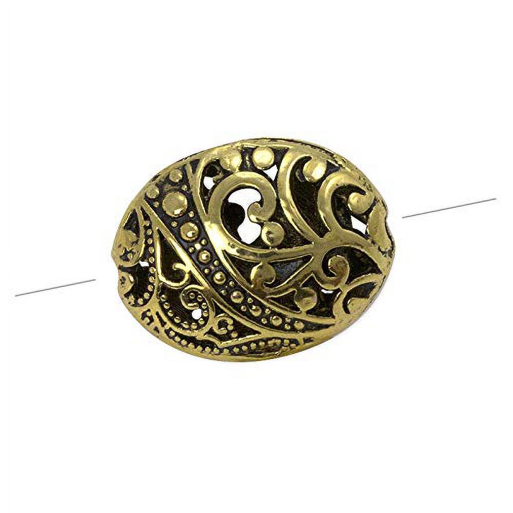 Oval Filigree Puff Bead 23x18mm Pewter Antique Gold Plated - Walmart.com